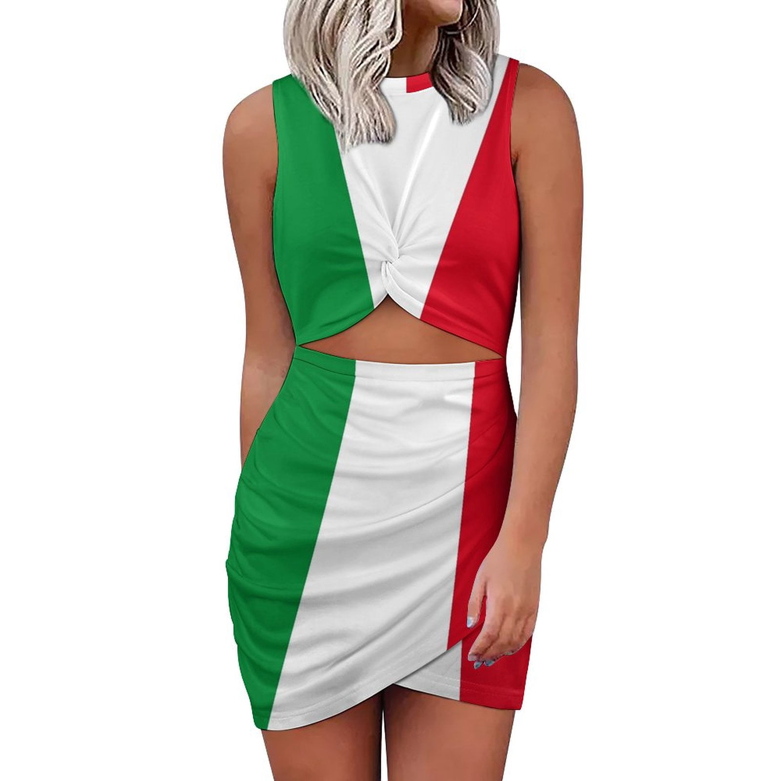 Flag of Italy Women's Crossover Slim Hip Dress Summer Crossover Dress ...