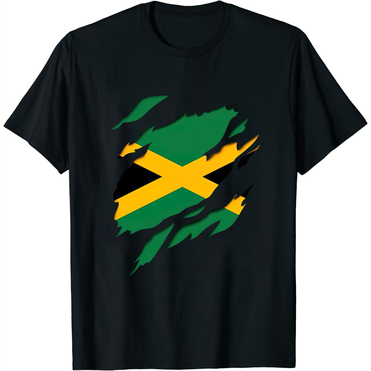 Flag of Jamaica 3D ripped effect jamaican Design Sweatshirt Black Small ...