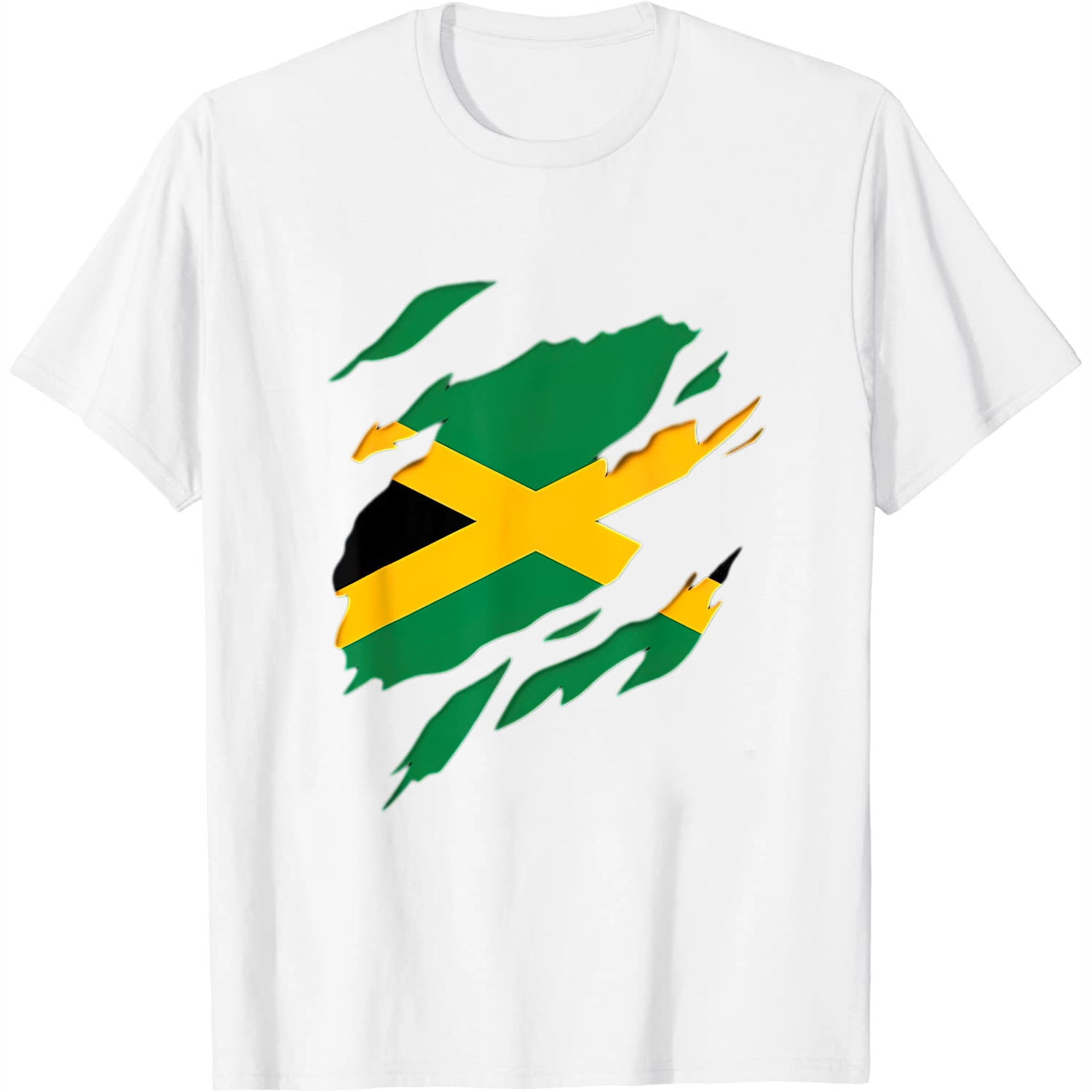 Flag of Jamaica 3D ripped effect jamaican Design Womens T-Shirt White ...