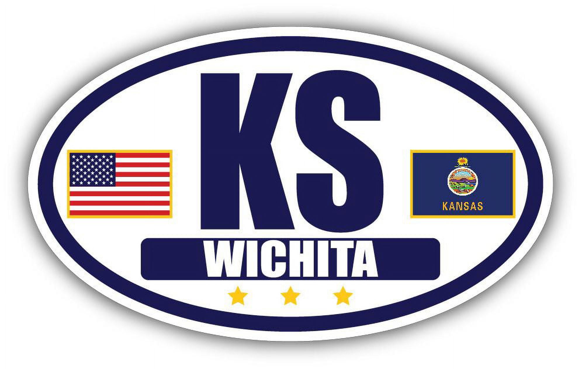 Flag of Kansas / American Flag Oval 3M Vinyl Bumper Sticker Decal ...