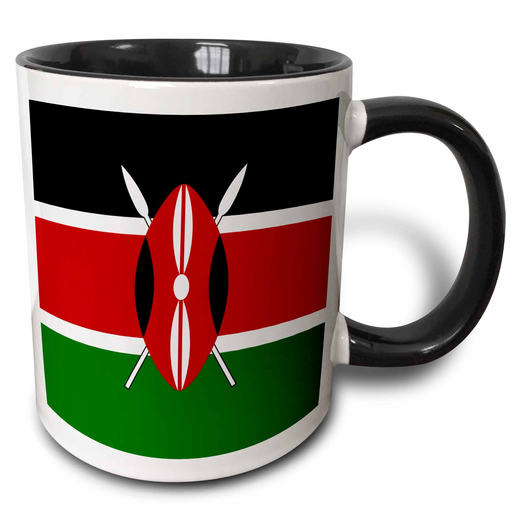 Flag of Kenya - Kenyan black red green with Maasai African warrior ...