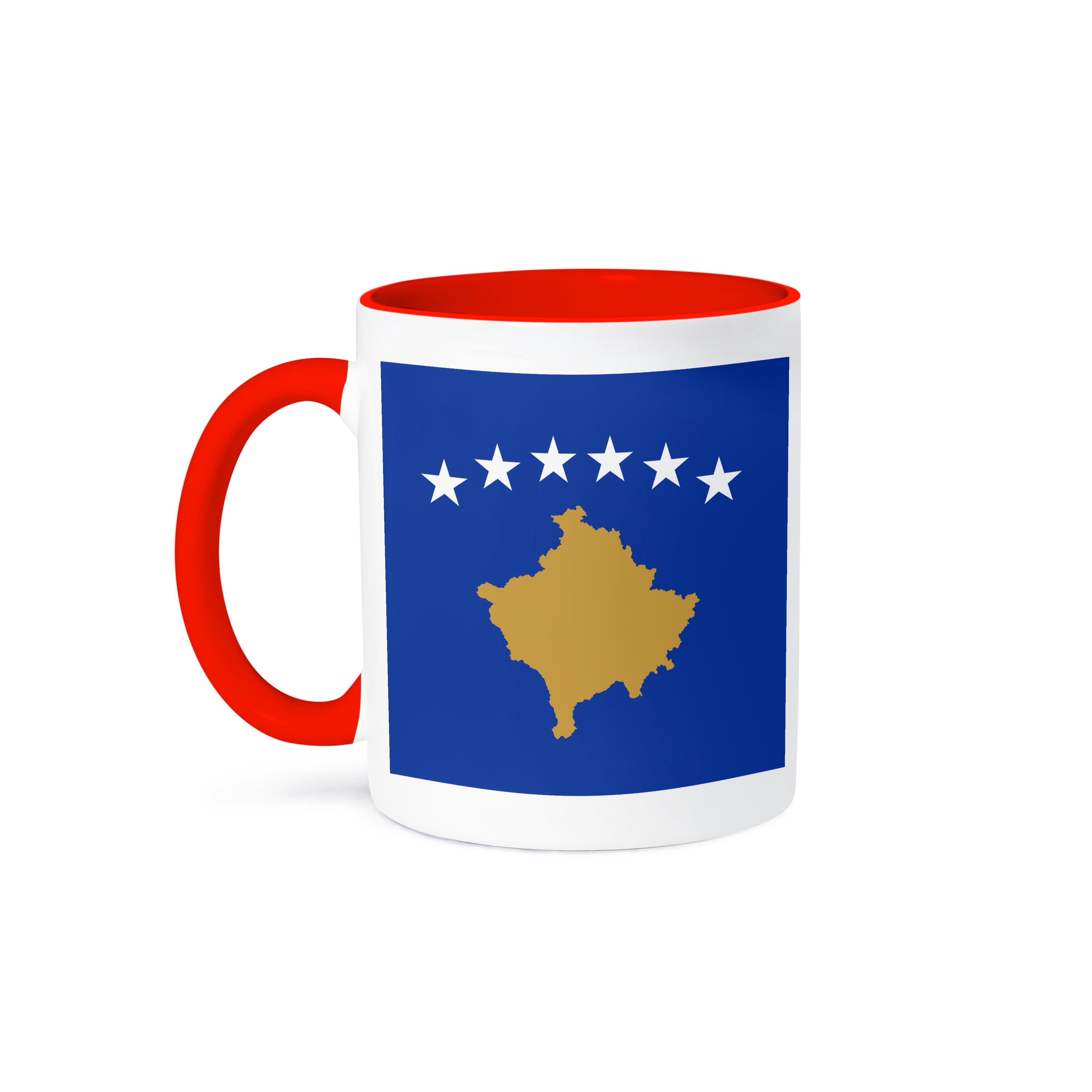 3dRose, Flag of Kosovo - Blue with six white stars - gold country shape ...