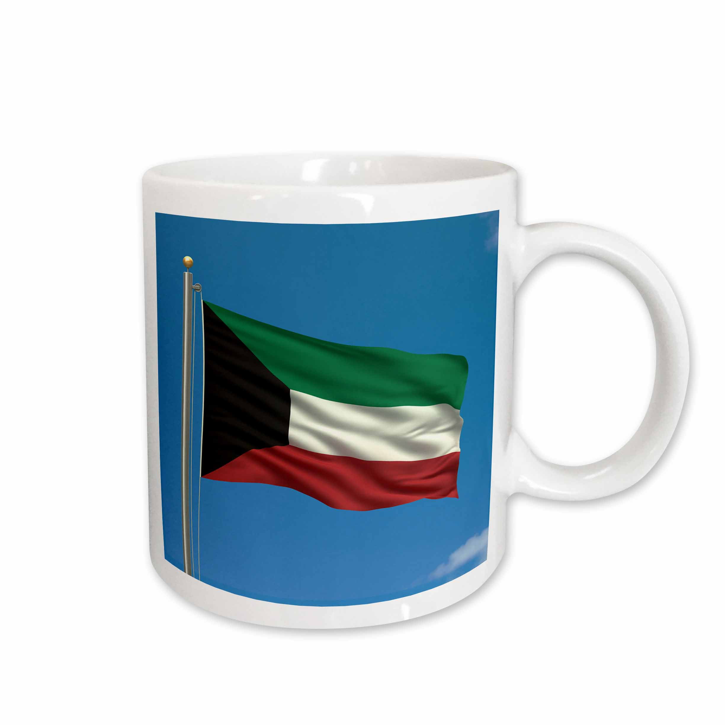Flag of Kuwait on a flag pole with blue sky Kuwaiti 11oz Mug mug-157064 ...