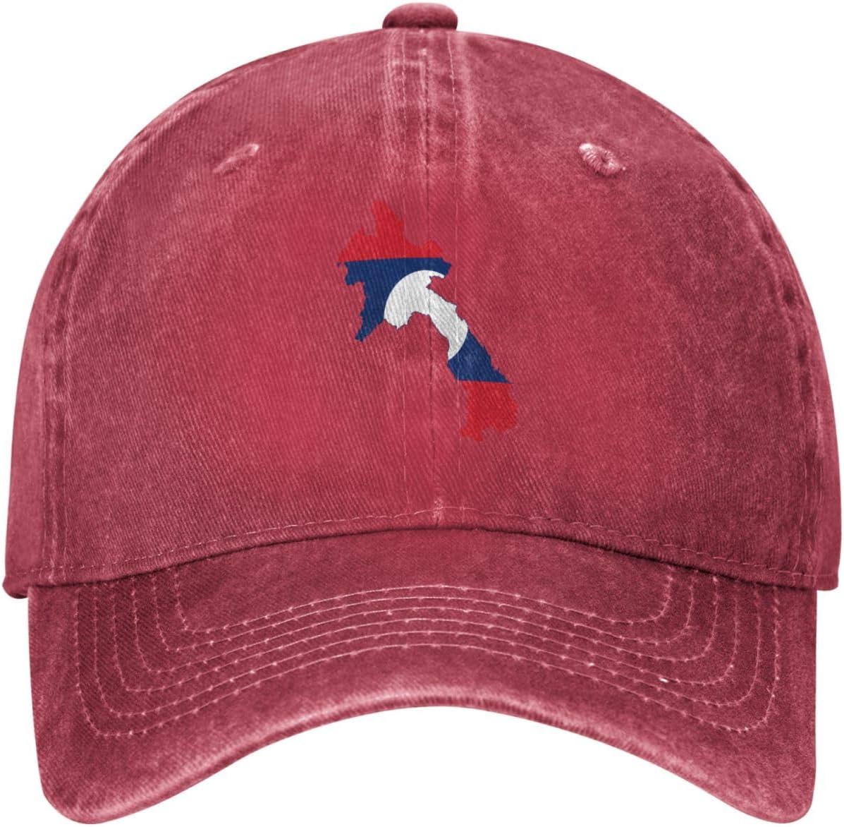 Flag of Laos Map Baseball Cap Classic Adjustable Plain Hat for Men ...
