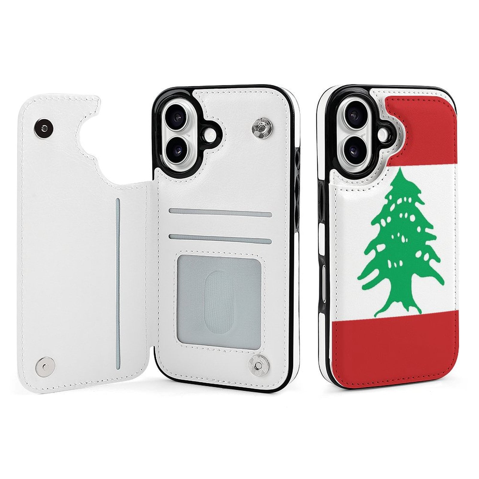 Flag of Lebanon Leather Wallet Case for iPhone 15 14 13 12 11 Pro Max ...