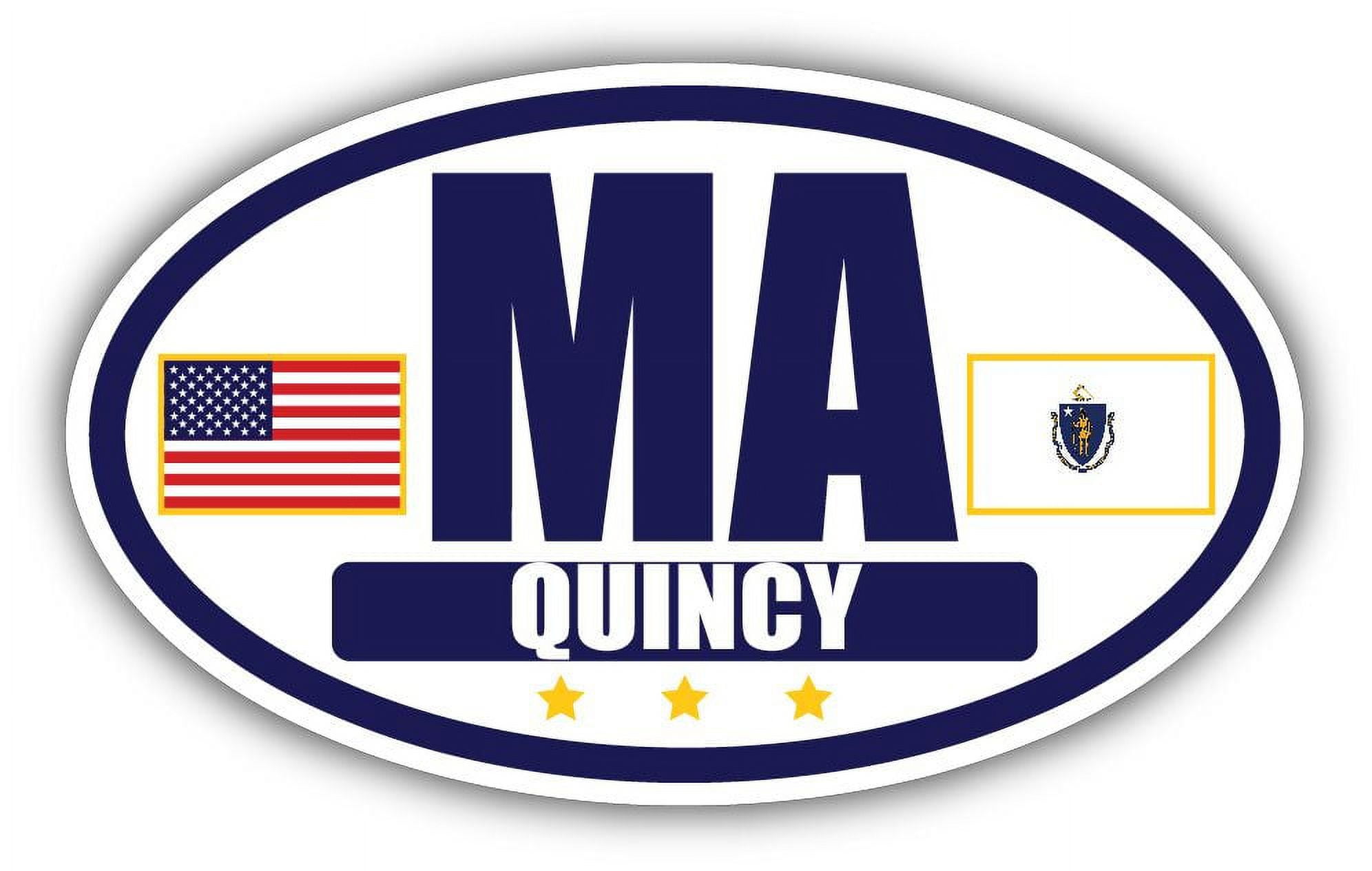 Flag of Massachusetts / American Flag Oval 3M Vinyl Bumper Sticker ...