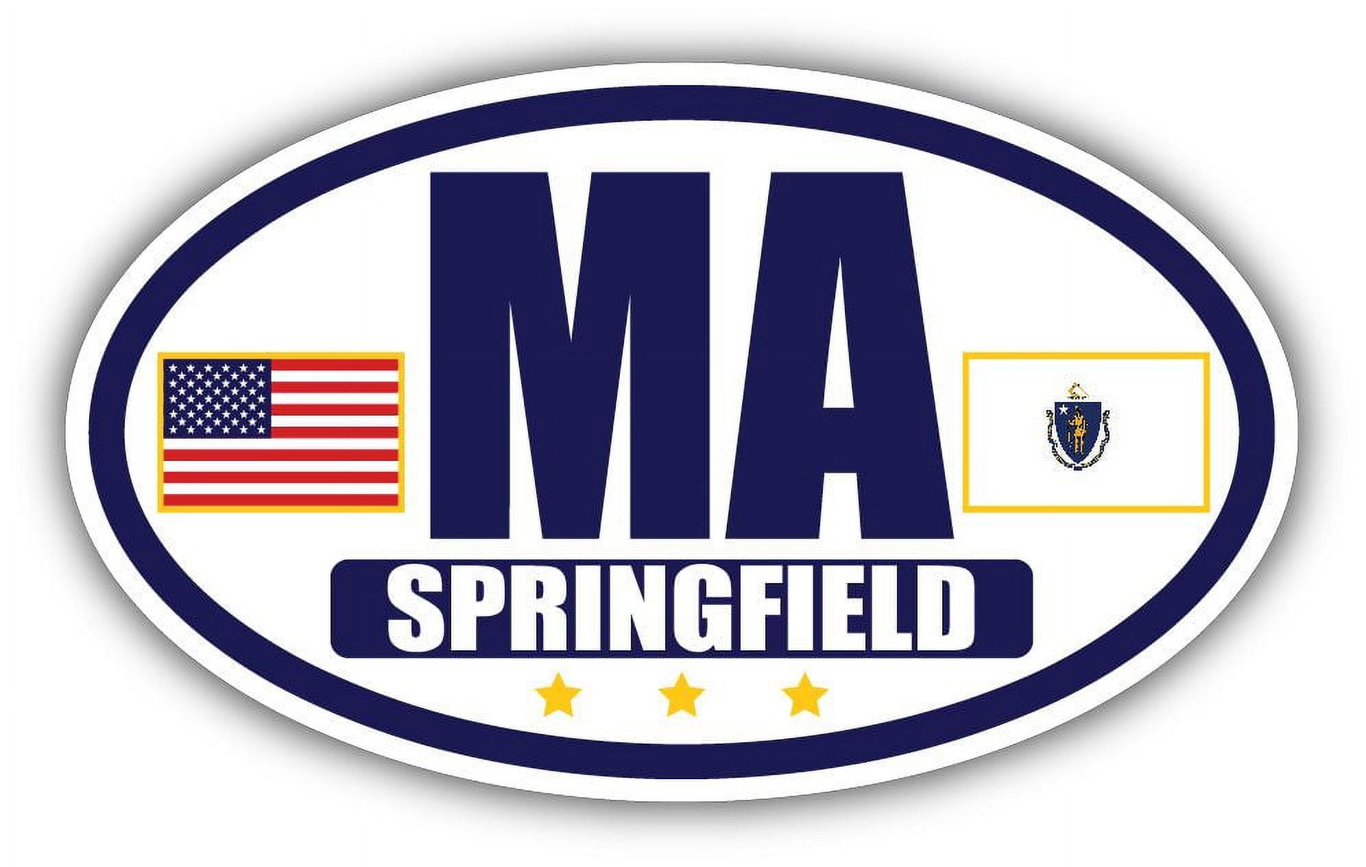 Flag of Massachusetts / American Flag Oval 3M Vinyl Bumper Sticker ...