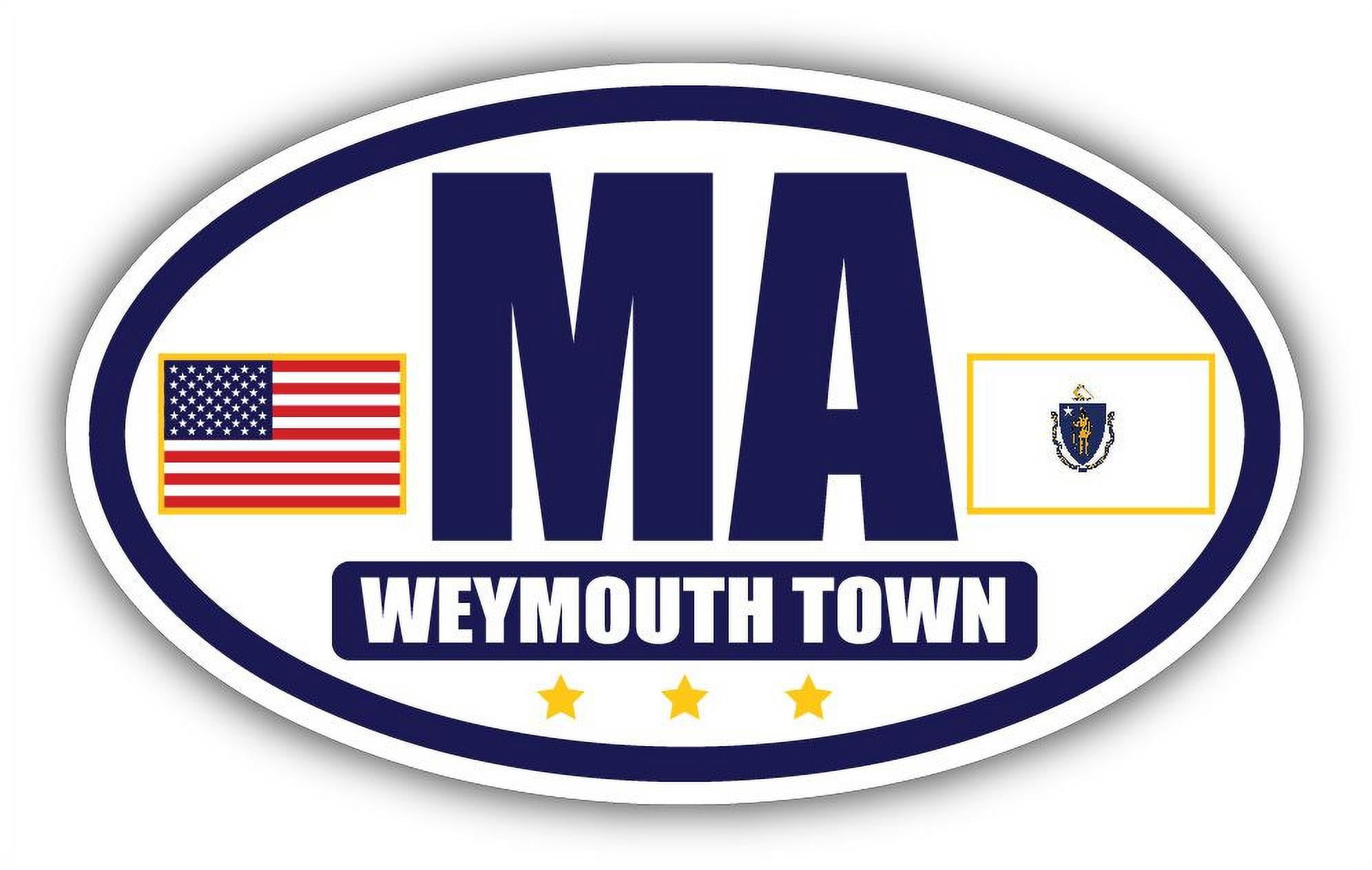 Flag of Massachusetts / American Flag Oval 3M Vinyl Bumper Sticker ...