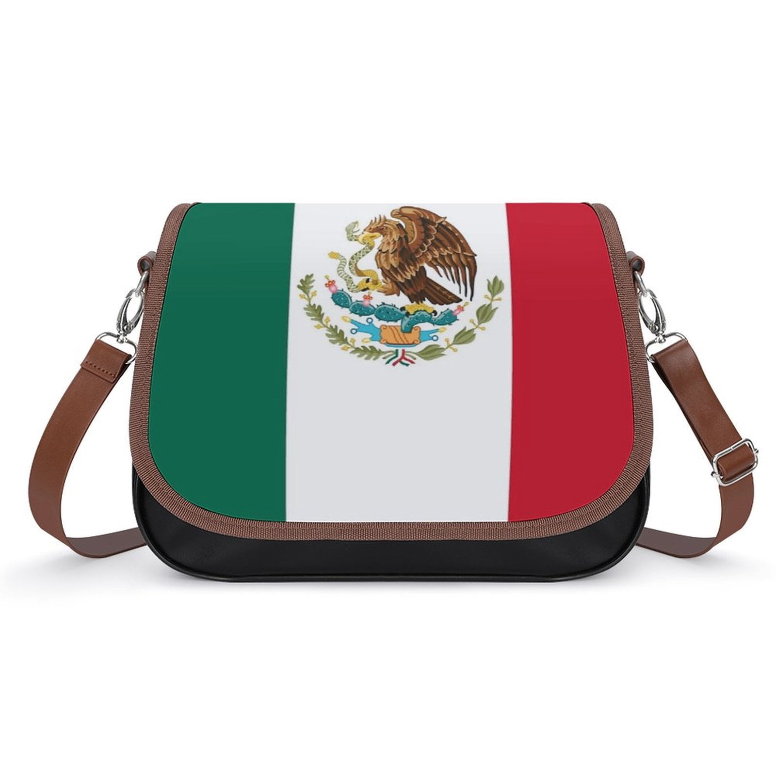 Flag of Mexico Vintage Crossbody Bag for Women Medium Leather Hobo Bags ...