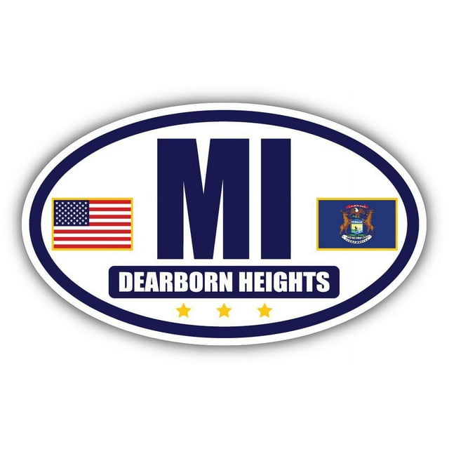 Flag of Michigan / American Flag Oval 3M Vinyl Bumper Sticker Decal ...