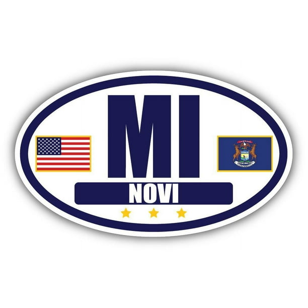 Flag of Michigan / American Flag Oval 3M Vinyl Bumper Sticker Decal ...