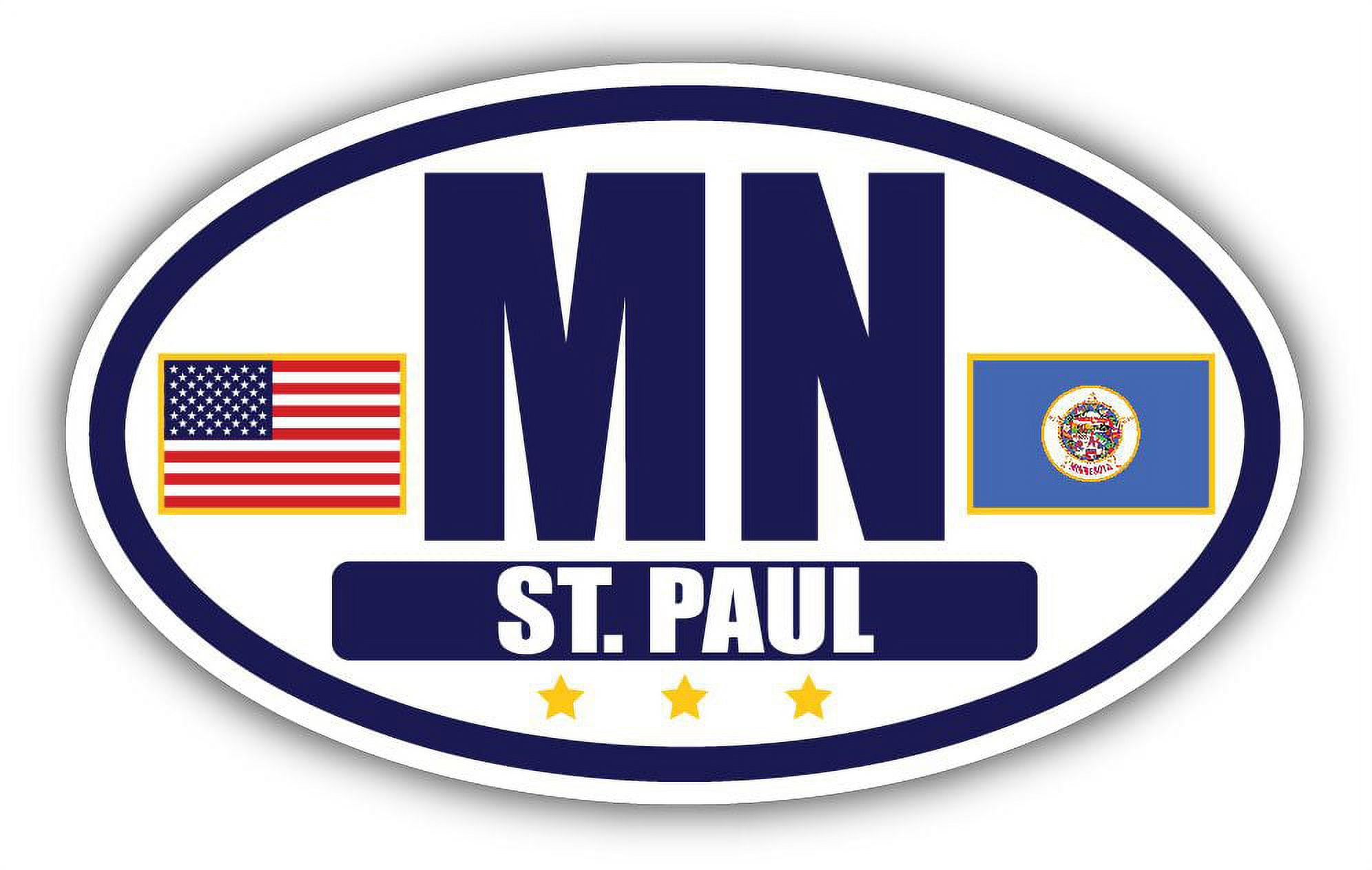 Flag of Minnesota / American Flag Oval 3M Vinyl Bumper Sticker Decal ...