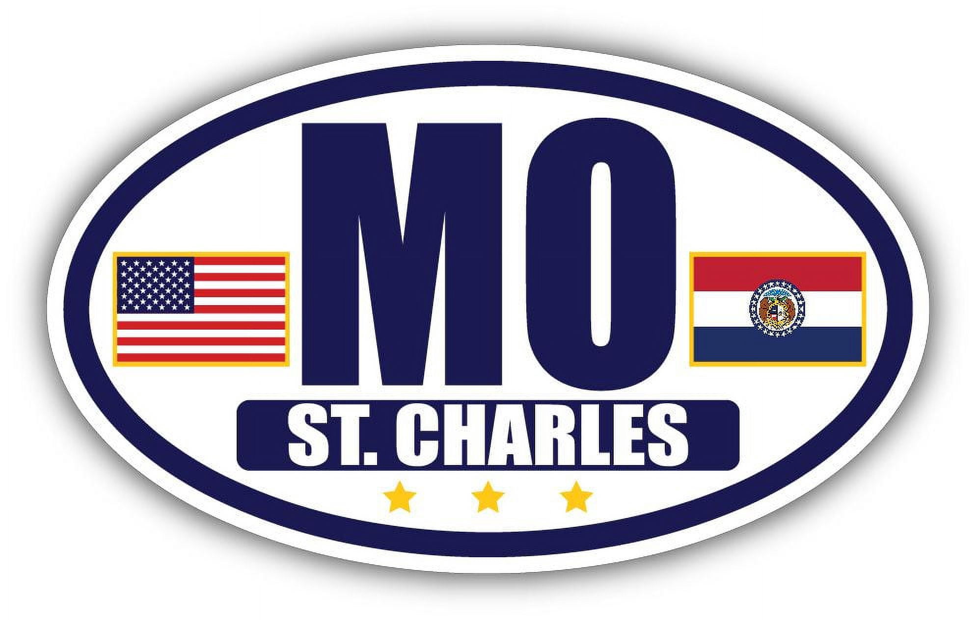 Flag of Missouri / American Flag Oval 3M Vinyl Bumper Sticker Decal ...