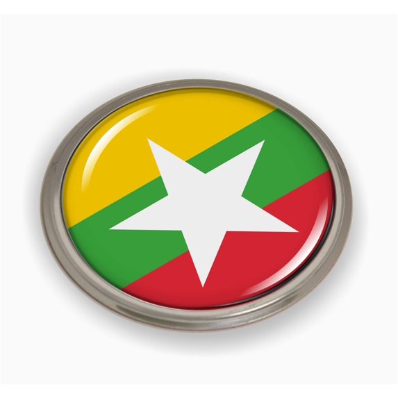 Flag of Myanmar | 3D Domed CAR Emblem Badge Sticker Semi-Flexible ...