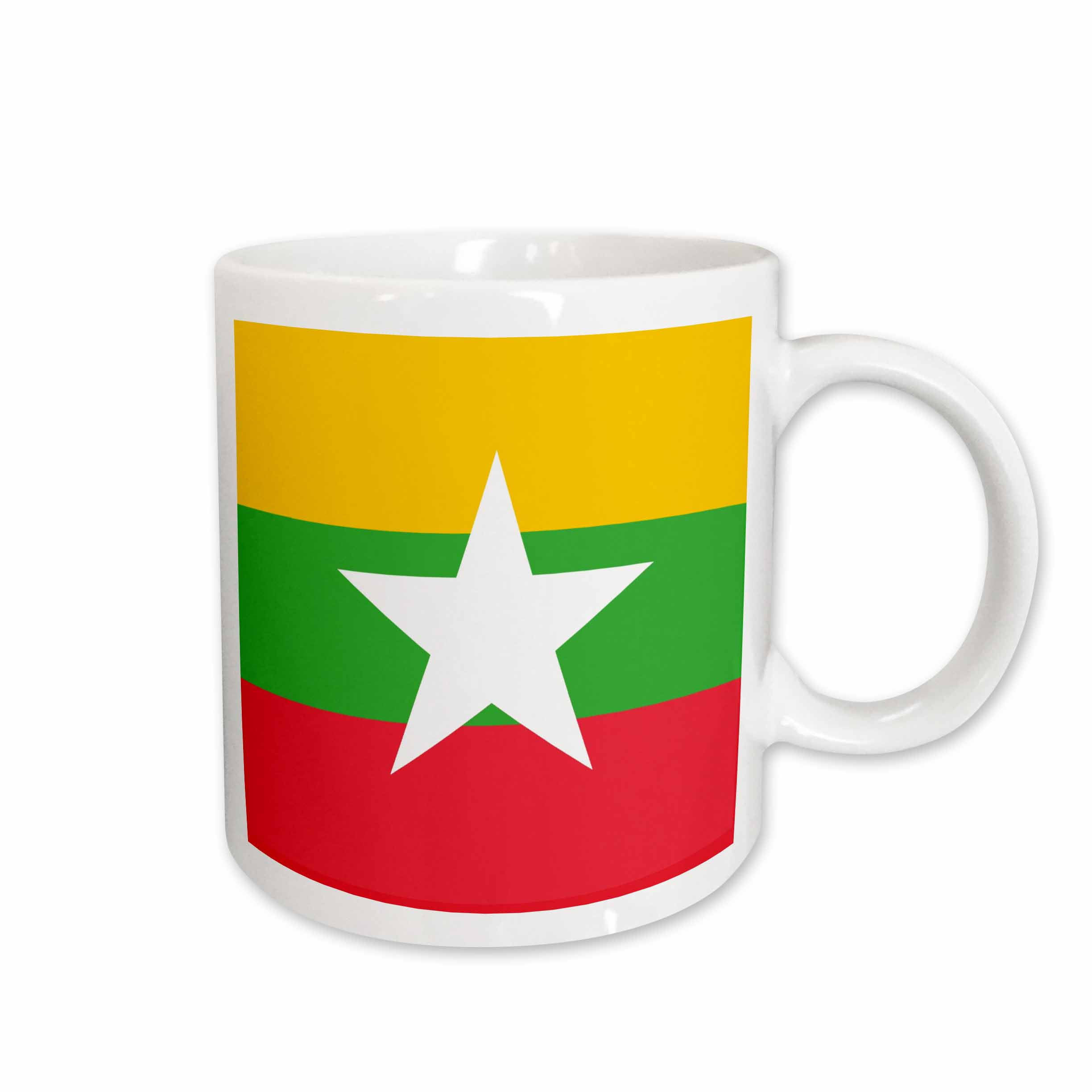 Flag of Myanmar Burma - Burmese yellow green red stripes with white ...