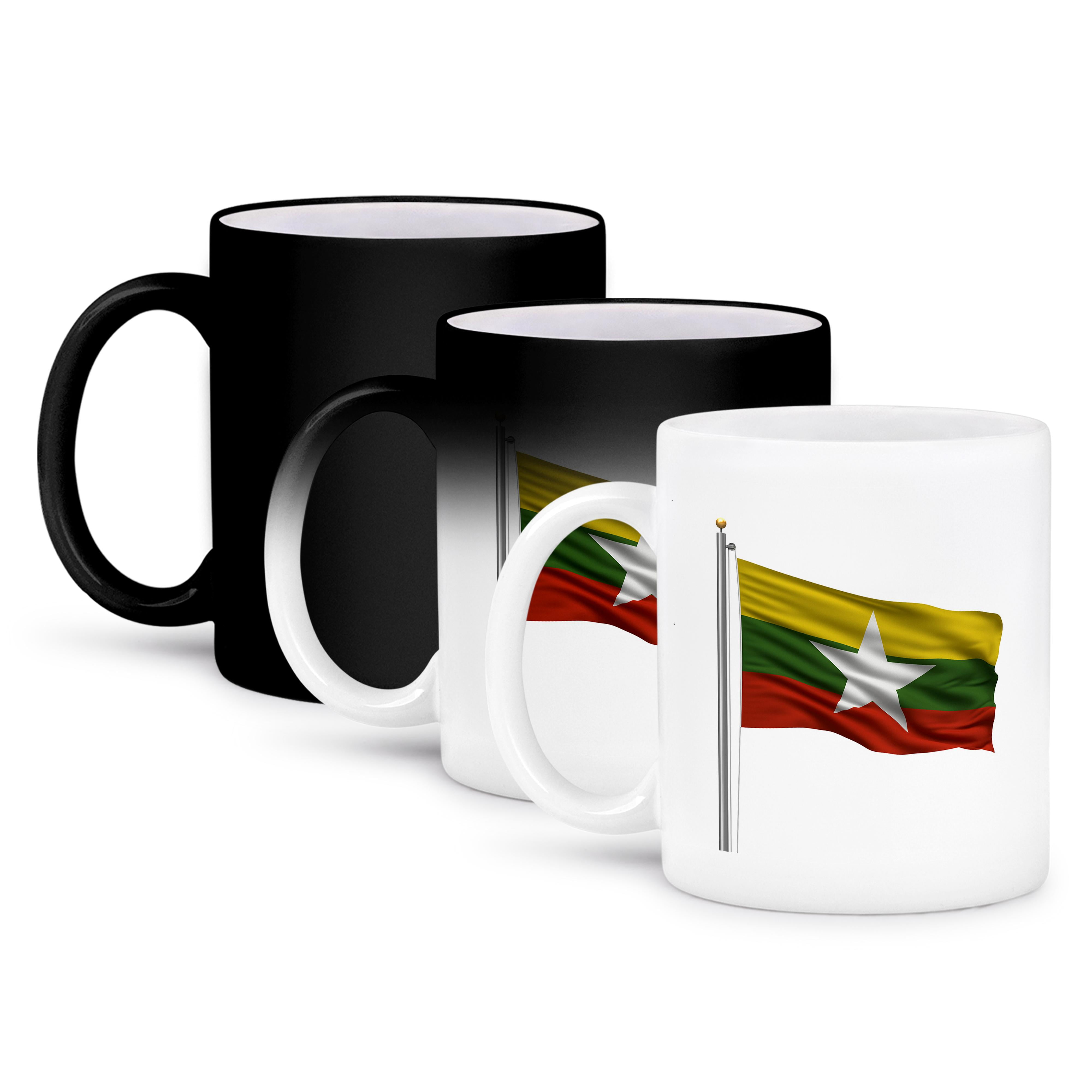3dRose, Flag of Myanmar on a flag pole over white Myanma Burmese, 11oz ...