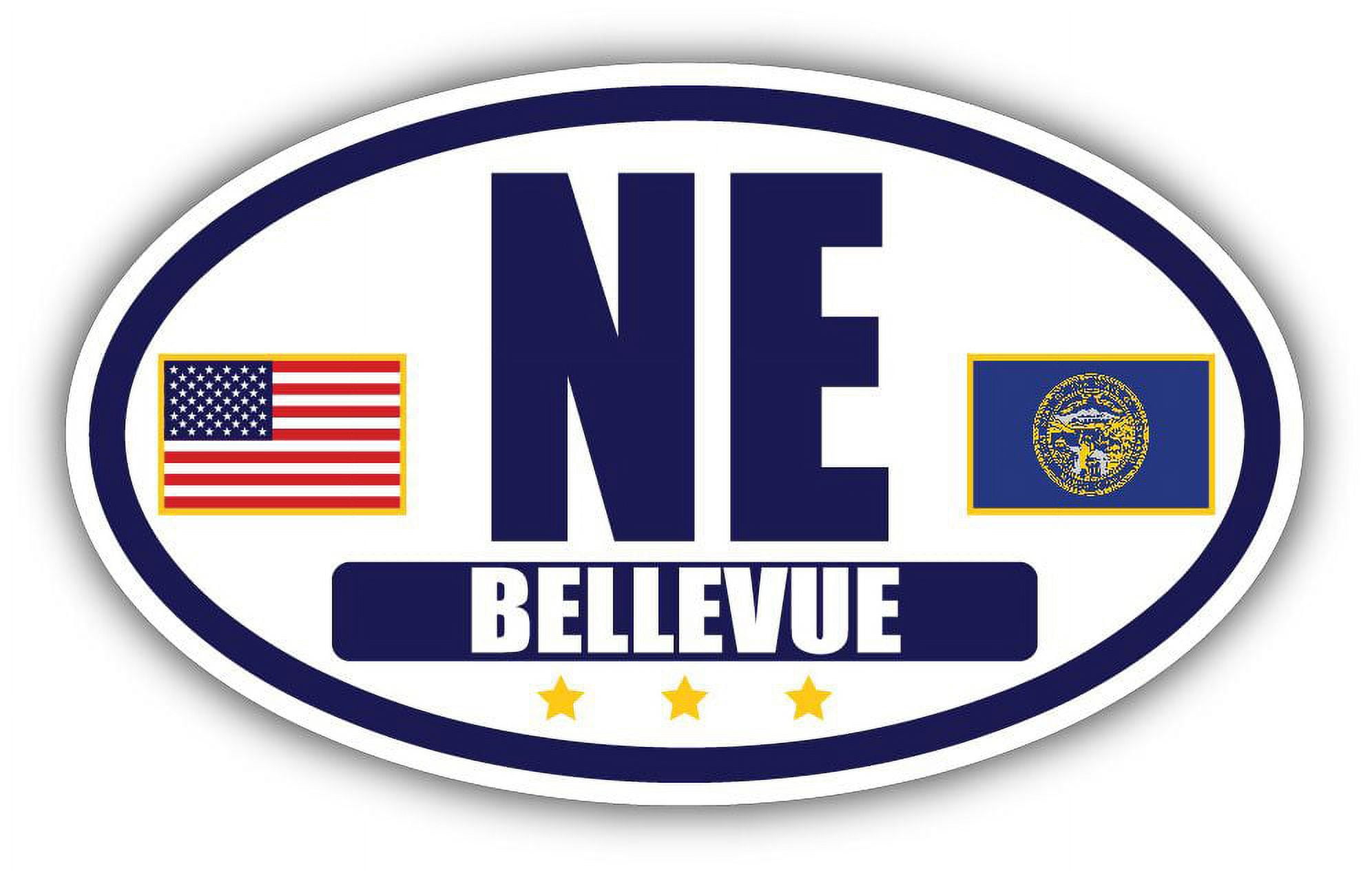 Flag of Nebraska / American Flag Oval 3M Vinyl Bumper Sticker Decal ...