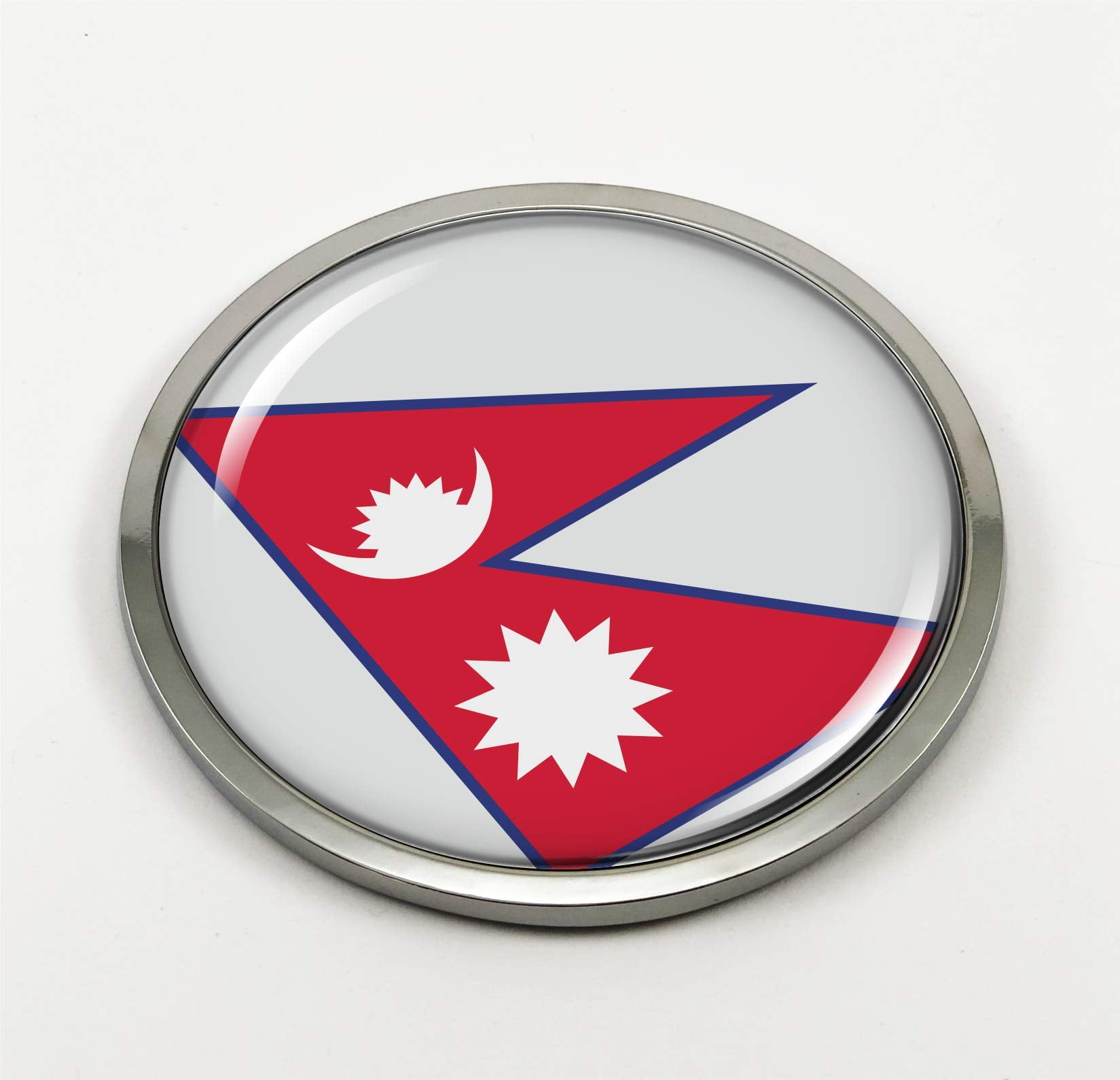 Flag of Nepal | 3D Domed CAR Emblem Badge Sticker Chrome Plastic Round ...