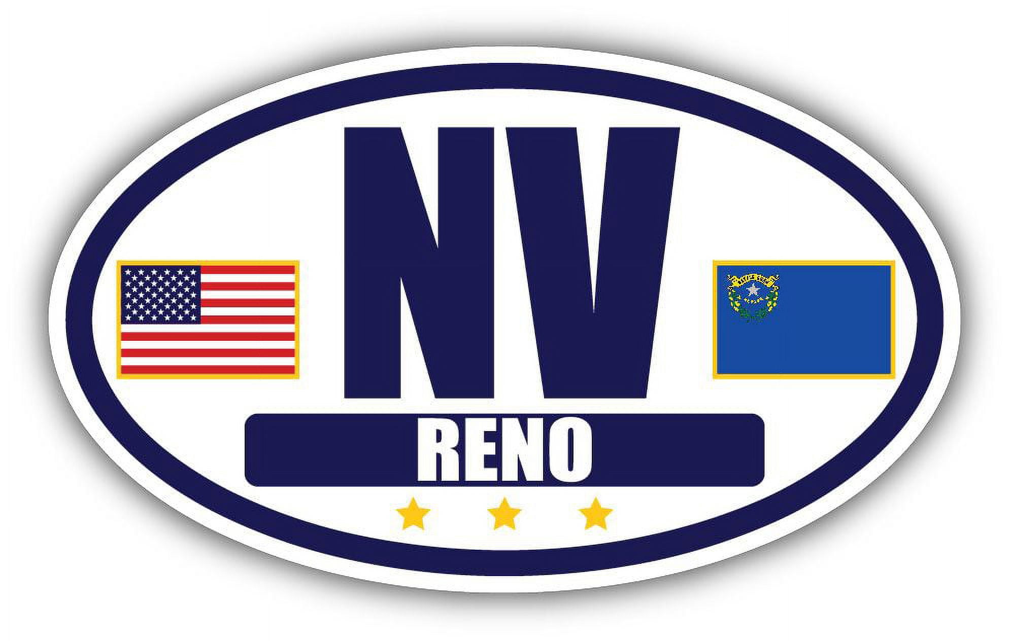 Flag of Nevada / American Flag Oval 3M Vinyl Bumper Sticker Decal ...