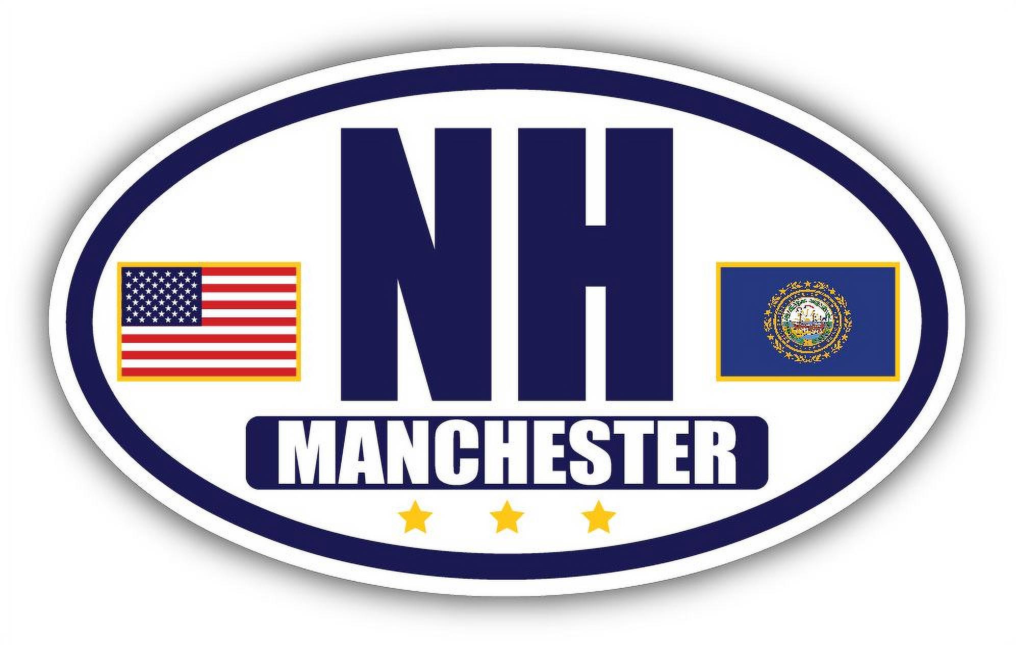 Flag of New Hampshire / American Flag Oval 3M Vinyl Bumper Sticker ...