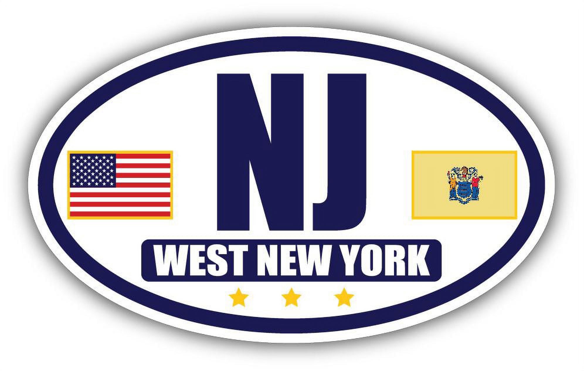 Flag of New Jersey / American Flag Oval 3M Vinyl Bumper Sticker Decal ...