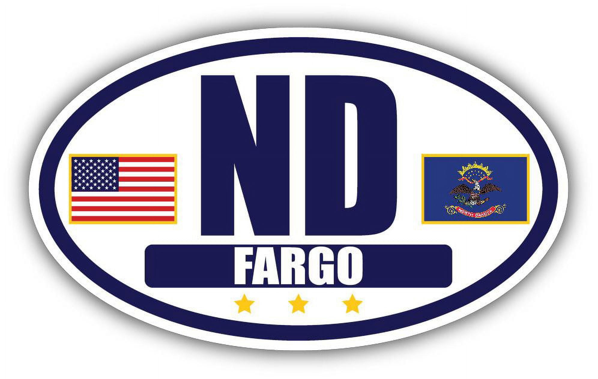Flag of North Dakota / American Flag Oval 3M Vinyl Bumper Sticker Decal ...