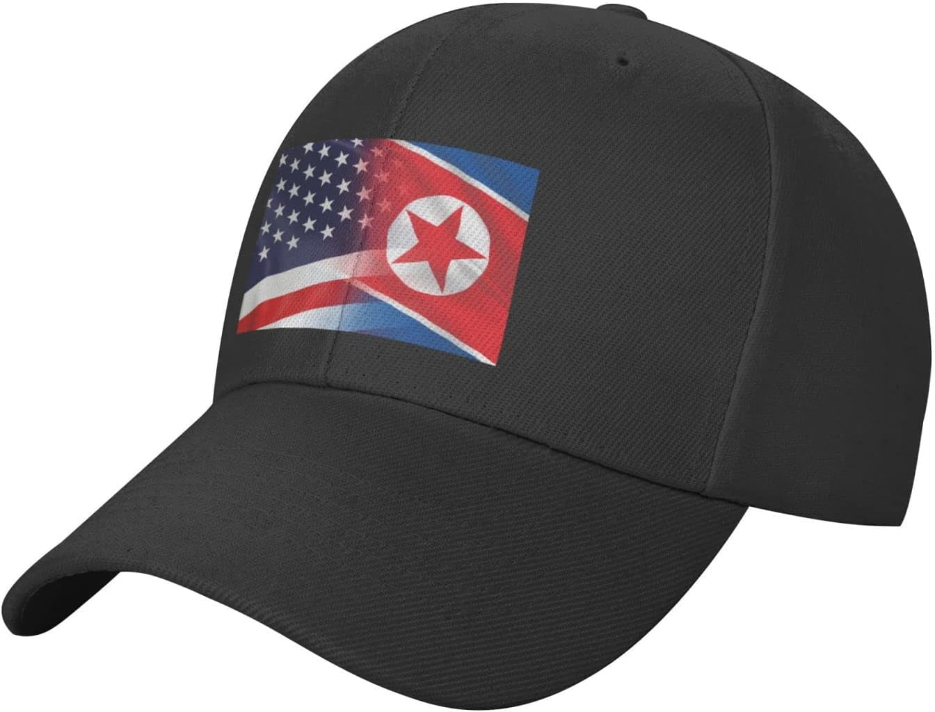 Flag of North Korea and USA Plain Baseball Caps Adjustable Washed Twill ...