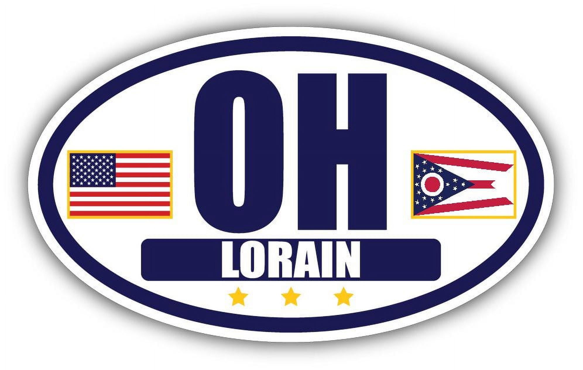Flag of Ohio / American Flag Oval 3M Vinyl Bumper Sticker Decal | Navy ...