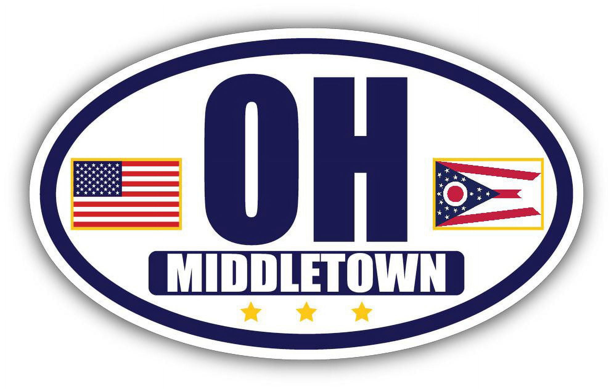 Flag of Ohio / American Flag Oval 3M Vinyl Bumper Sticker Decal | Navy ...