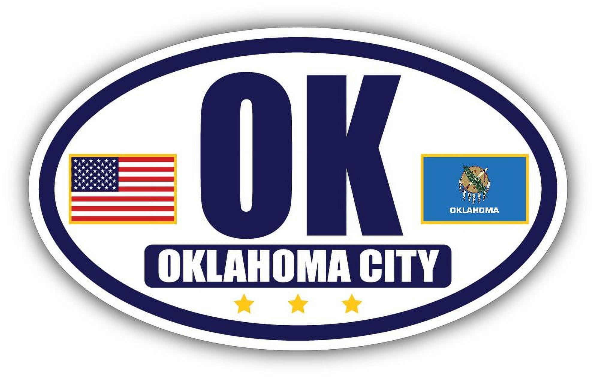 Flag of Oklahoma / American Flag Oval 3M Vinyl Bumper Sticker Decal ...