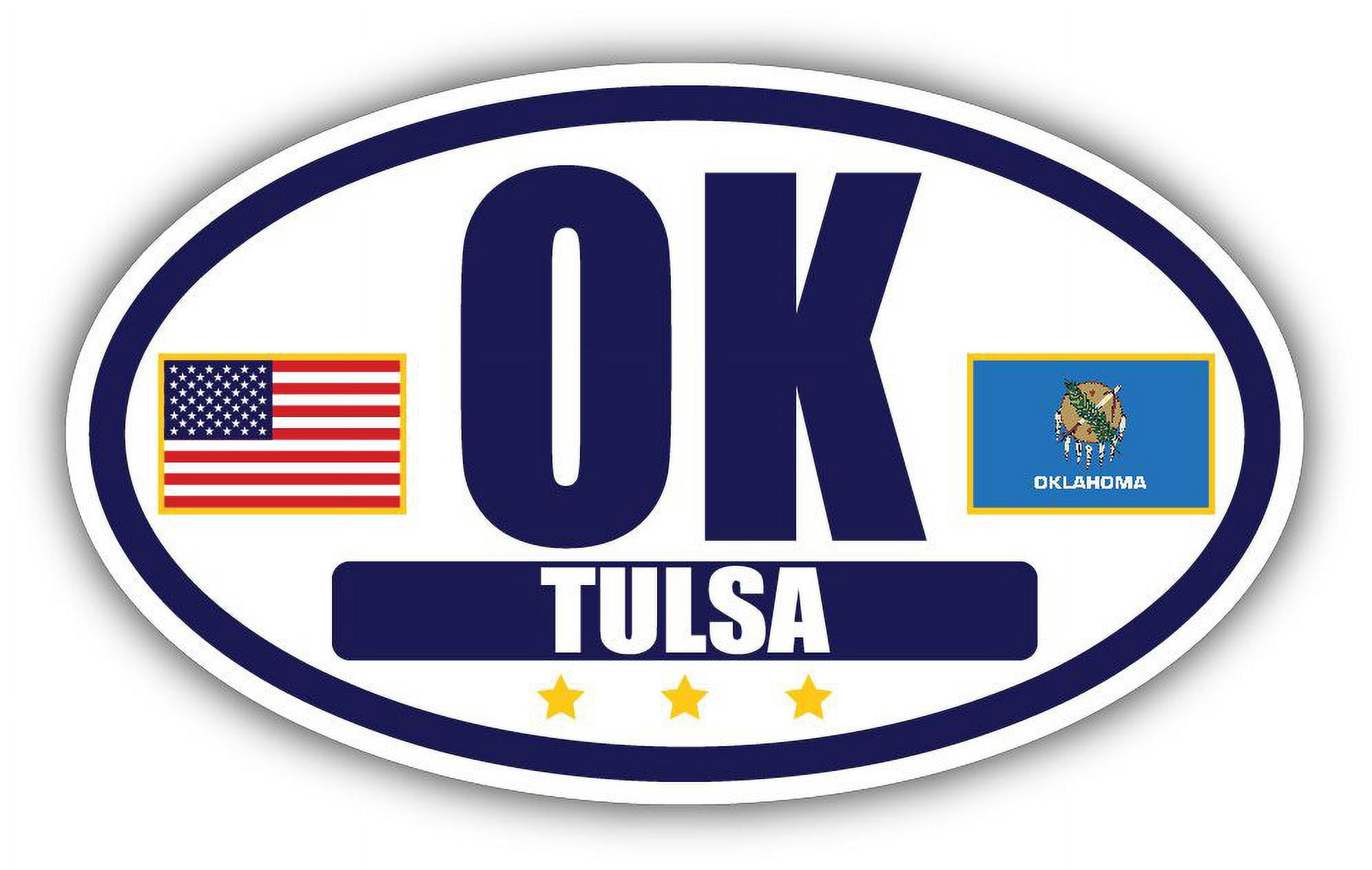Flag of Oklahoma / American Flag Oval 3M Vinyl Bumper Sticker Decal ...
