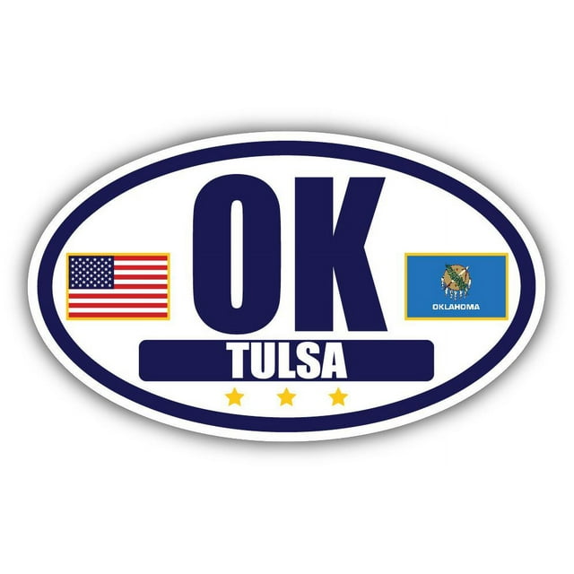 Flag of Oklahoma / American Flag Oval 3M Vinyl Bumper Sticker Decal ...