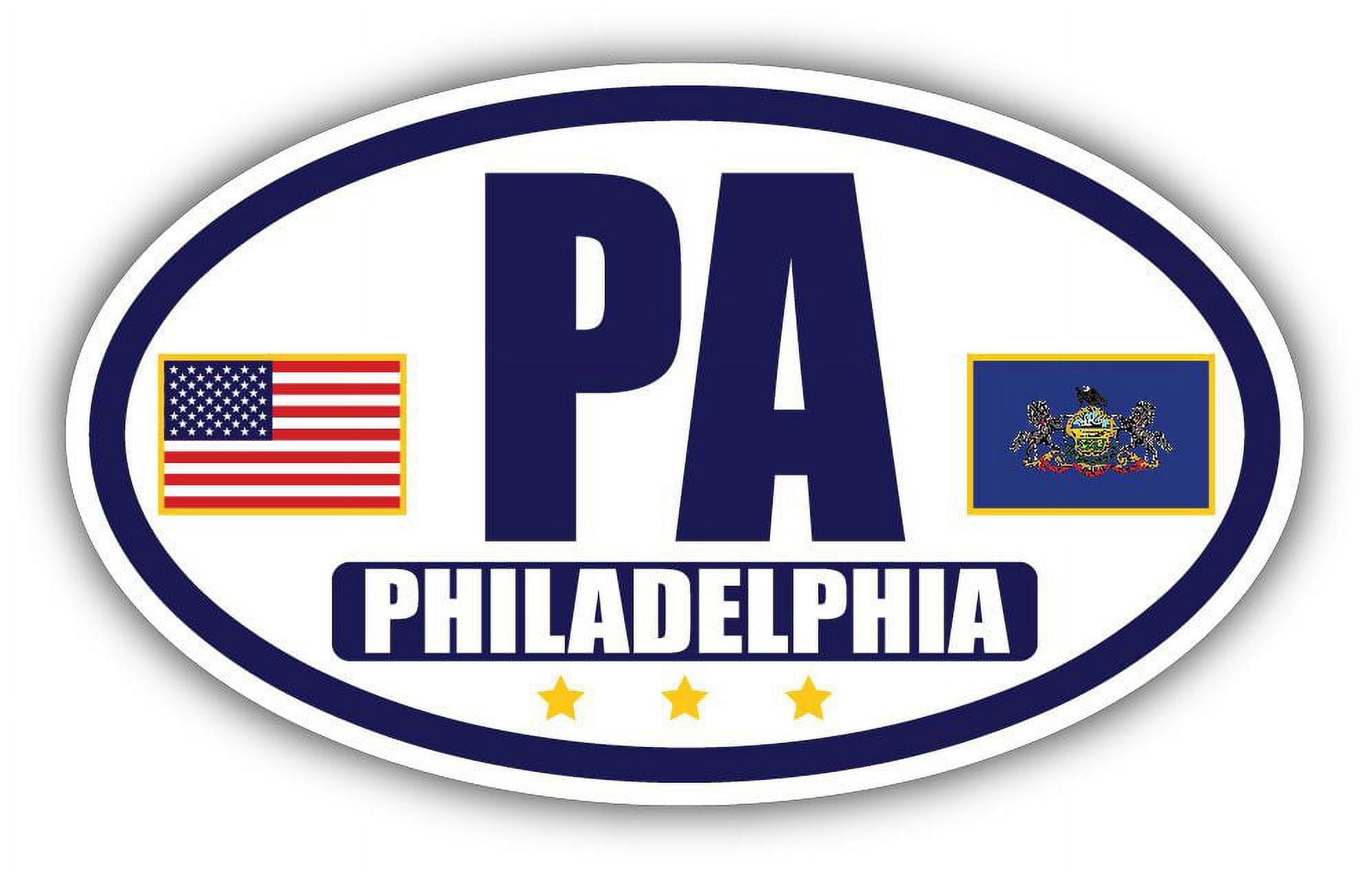 Flag of Pennsylvania / American Flag Oval 3M Vinyl Bumper Sticker Decal ...