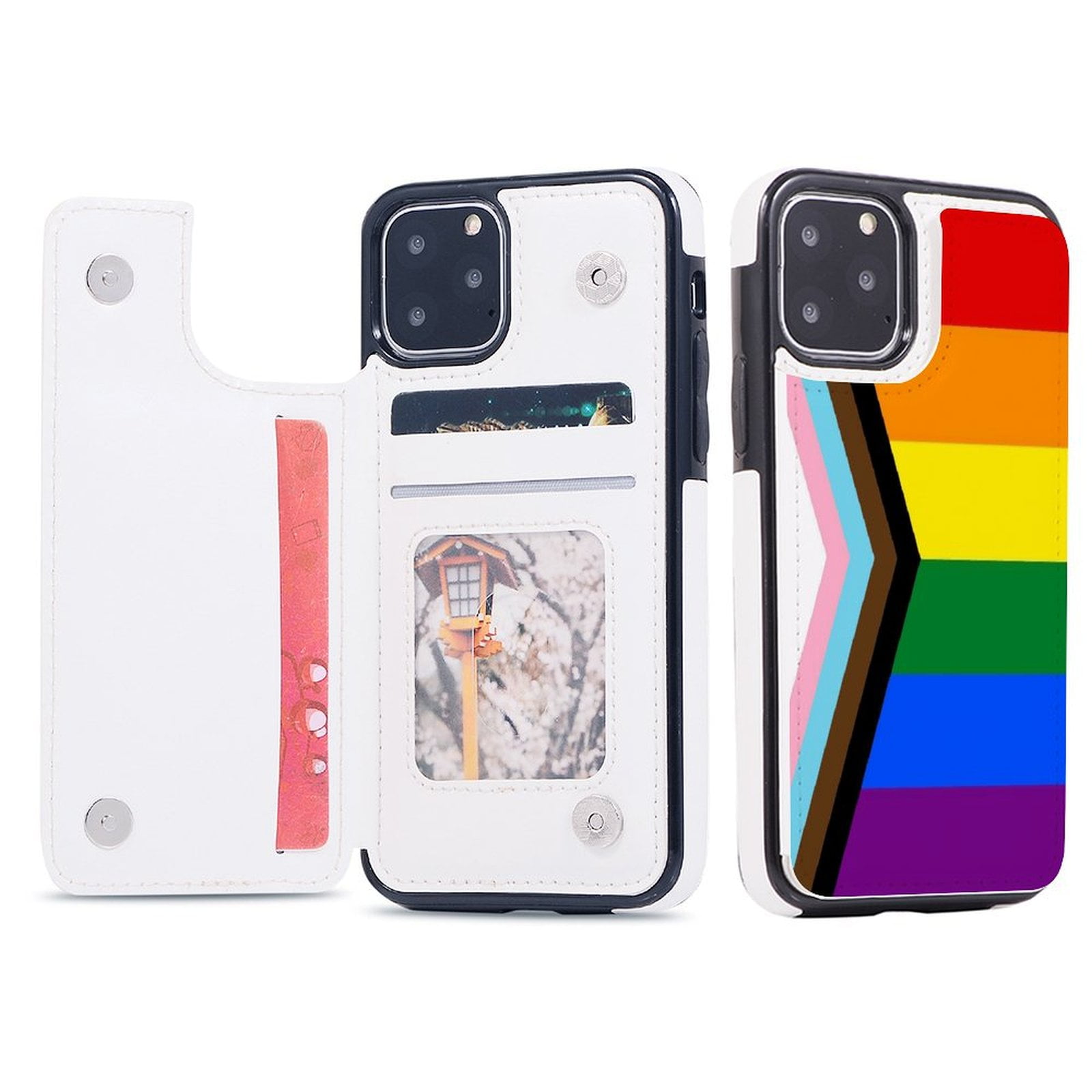 Flag of Progressive Pride Leather Wallet Case for iPhone 16 15 14 13 12 ...