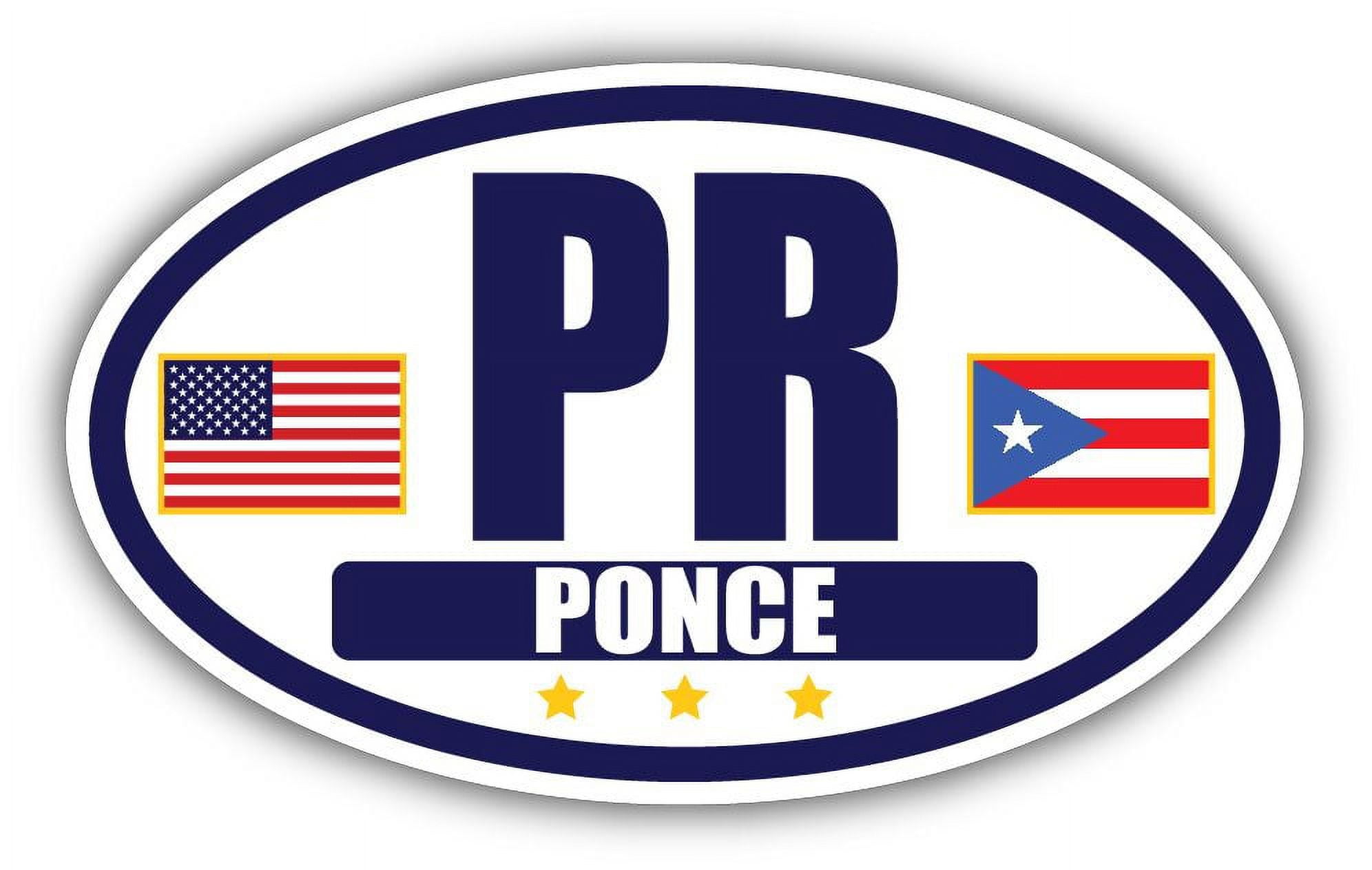 Flag of Puerto Rico / American Flag Oval 3M Vinyl Bumper Sticker Decal ...