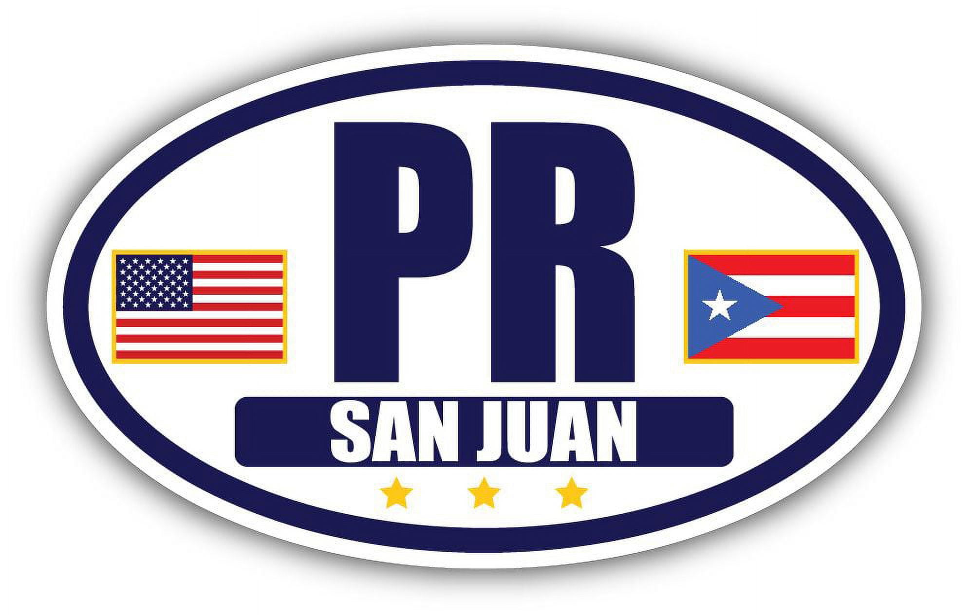 Flag of Puerto Rico / American Flag Oval 3M Vinyl Bumper Sticker Decal ...