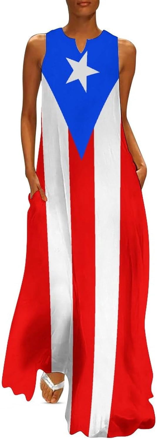 Flag of Puerto Rico Women's Dress Summer Skirt Crew Neck Tops Casual ...