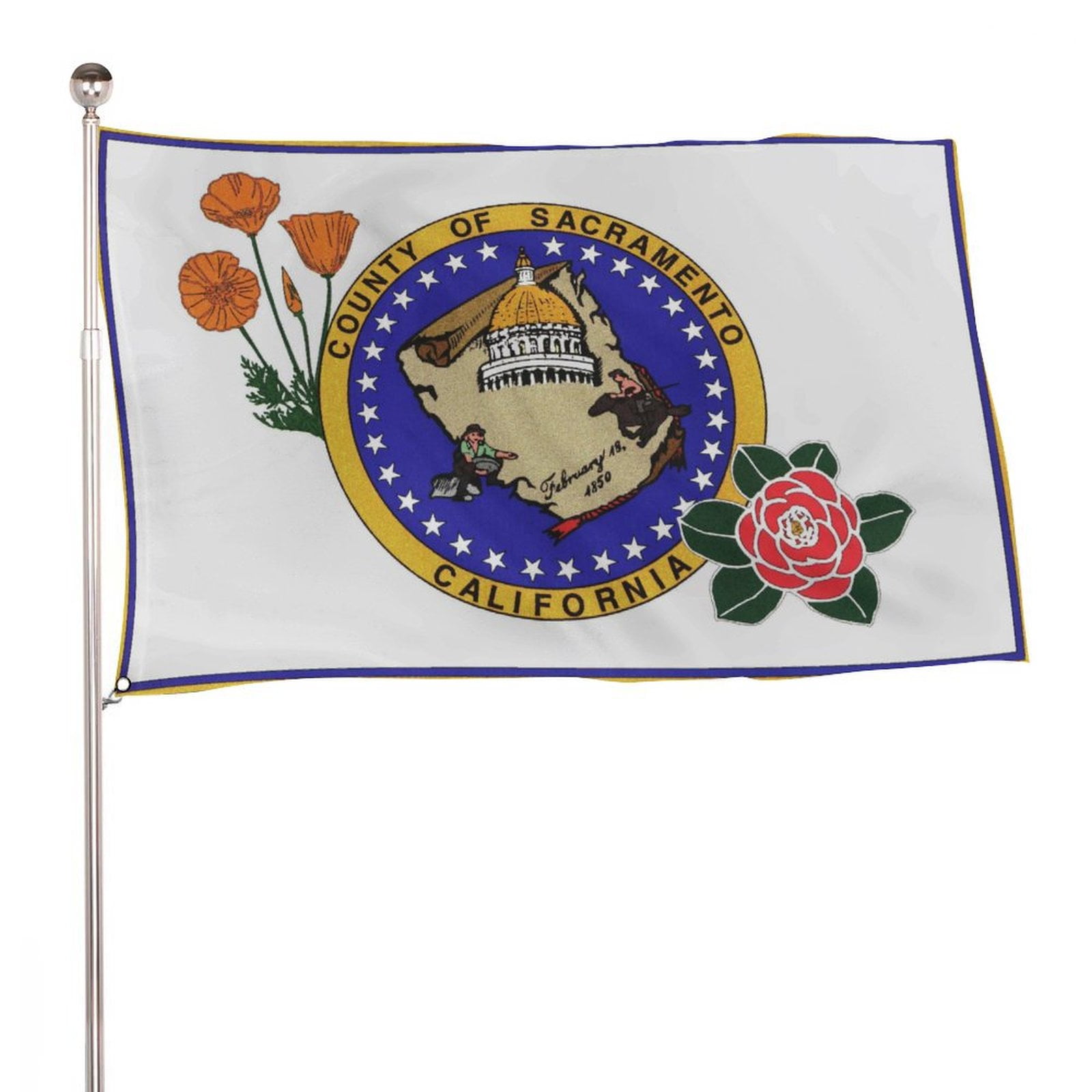 Flag of Sacramento County, California Flag, Heavy Duty Polyester Falgs, Single Sided Print Flags ...