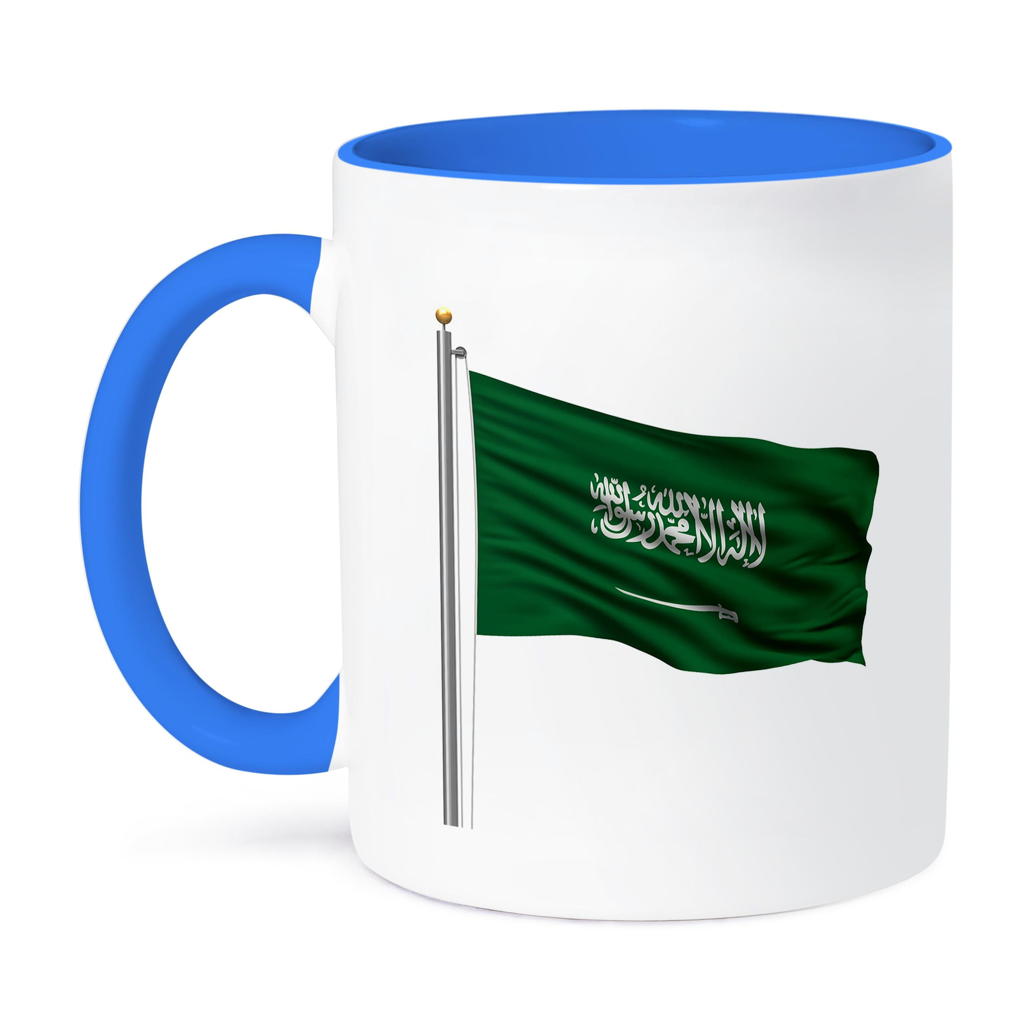 3dRose, Flag of Saudi Arabia on a flag pole over white Arabian, 15oz ...