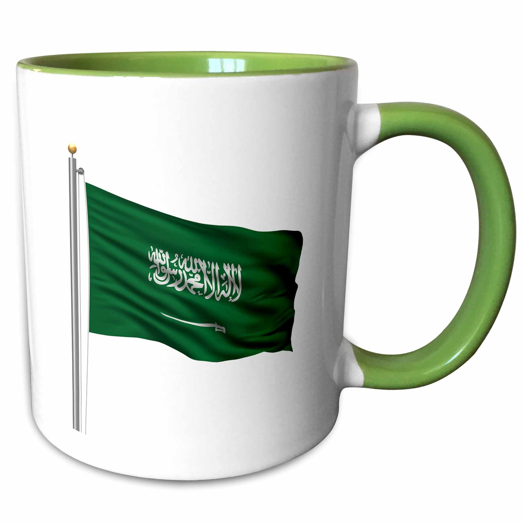 Flag of Saudi Arabia on a flag pole over white Arabian 15oz Two-Tone ...