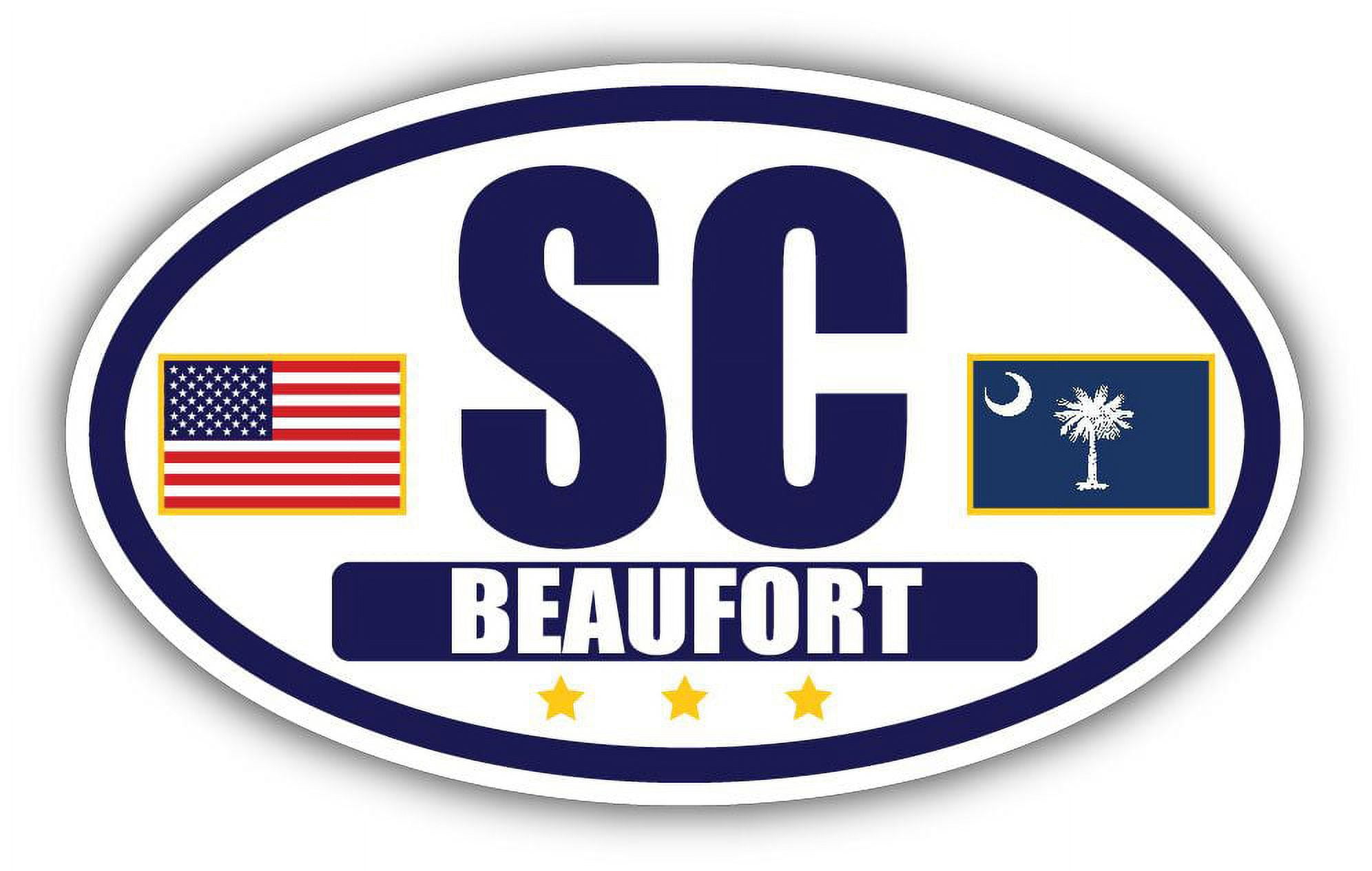 Flag of South Carolina / American Flag Oval 3M Vinyl Bumper Sticker ...