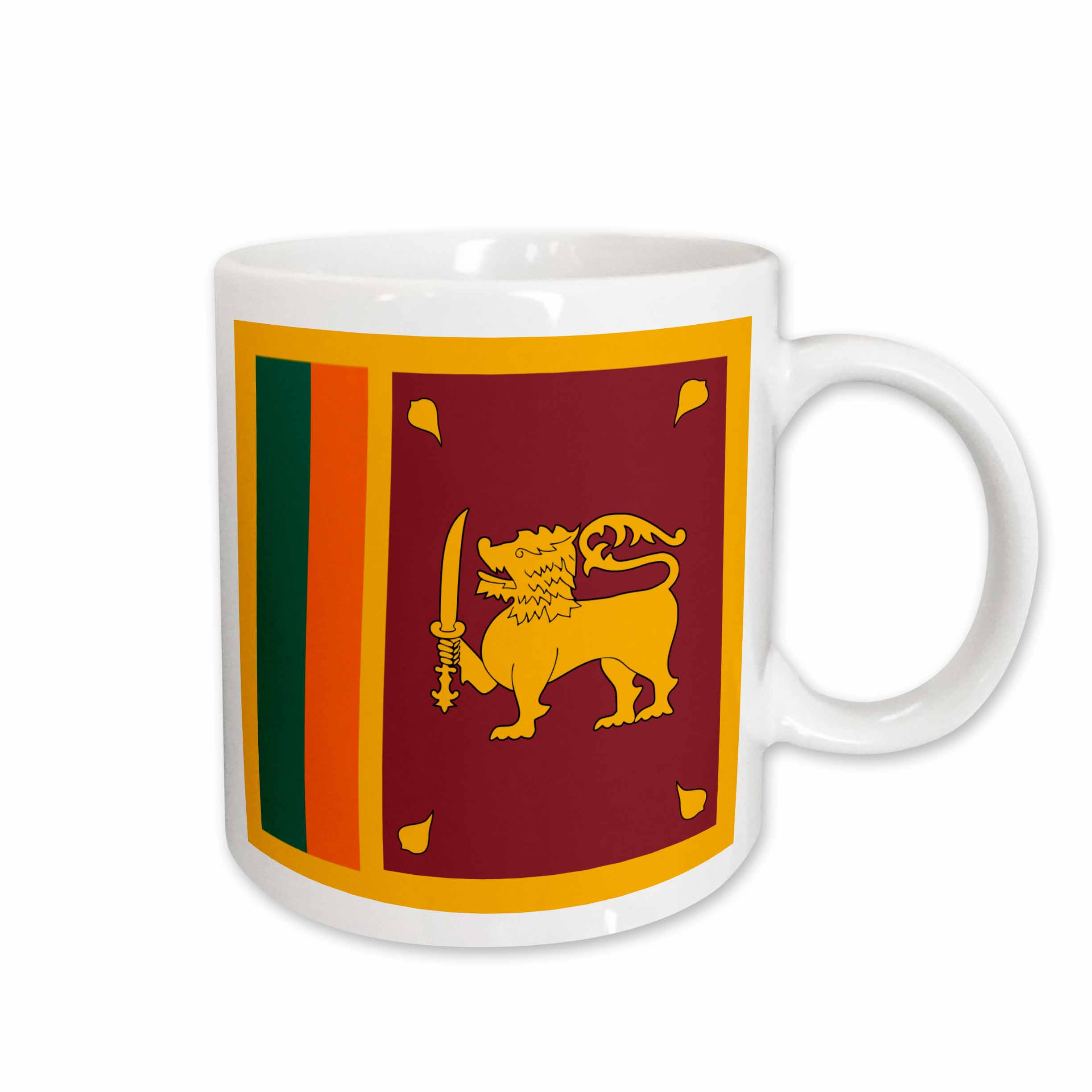 Flag of Sri Lanka dark red yellow gold lion kastane sword golden leaves ...
