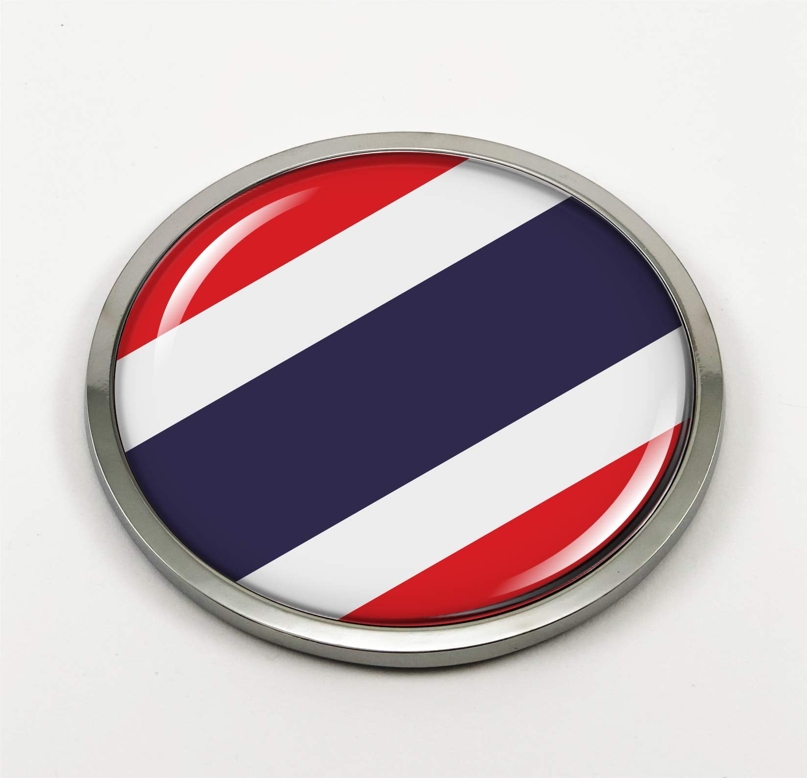 Flag of Thailand | 3D Domed CAR Emblem Badge Sticker Chrome Metal Round ...