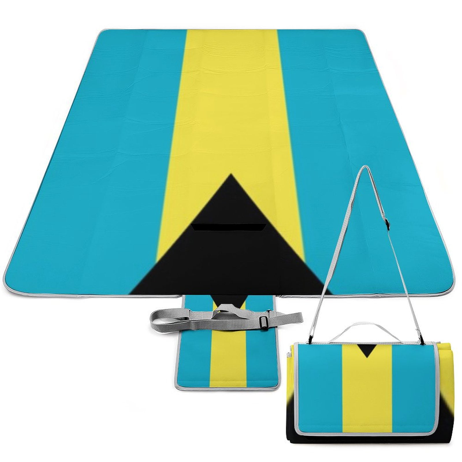 Flag of The Bahamas Square Picnic Mat Waterproof Beach Mat Folding ...