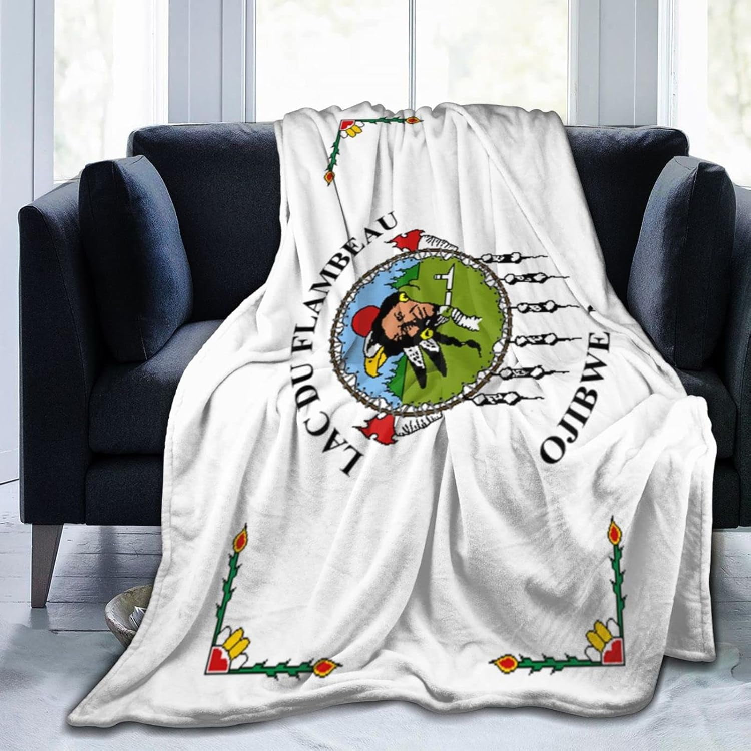 Flag of The Lac Du Flambeau Ojibwe Nation Throw Blanket 40"x50" Soft ...