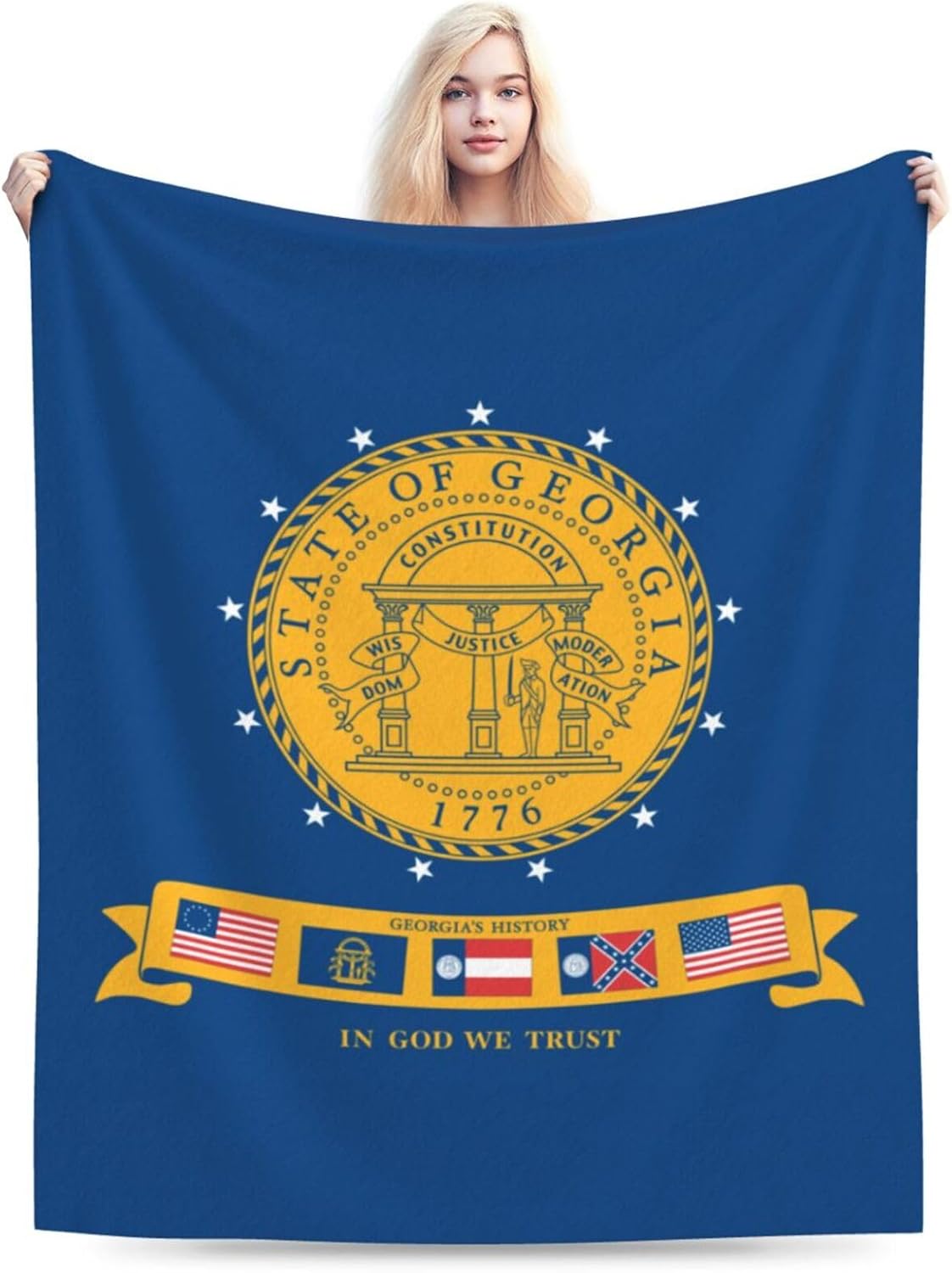 Flag of The State of Georgia (2001-2003) Throw Blanket for Couch 50"x40 ...