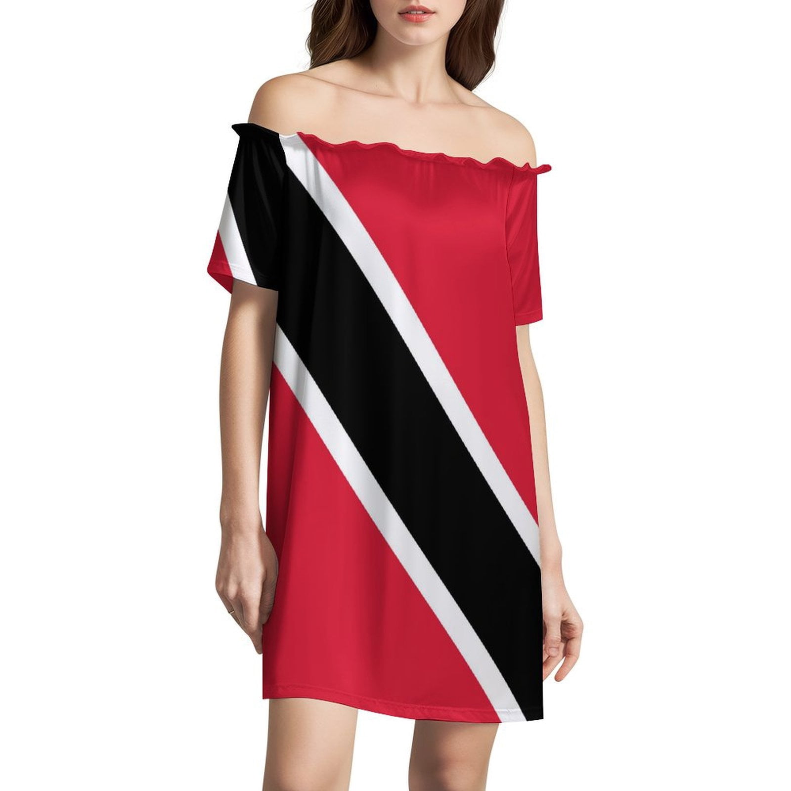 Flag of Trinidad Tobago Women's Summer Loose Dress Off Shoulder Short ...