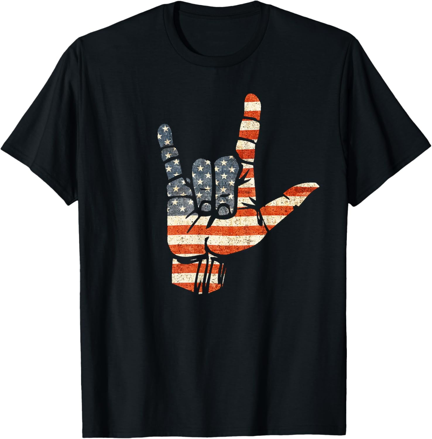 Flag of USA,I Love US, Sign Language, American Patriotic T-Shirt ...
