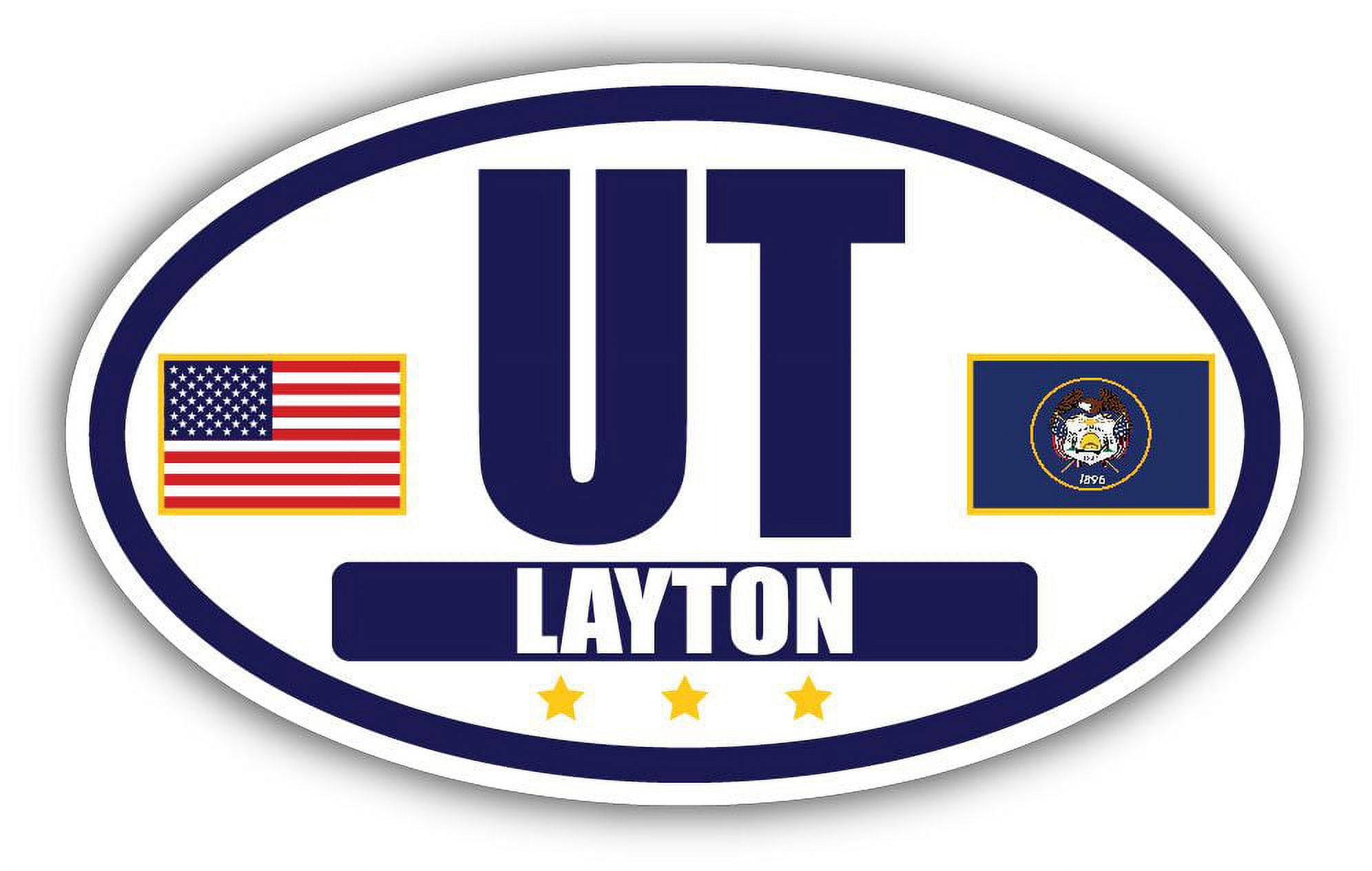 Flag of Utah / American Flag Oval 3M Vinyl Bumper Sticker Decal | Navy ...