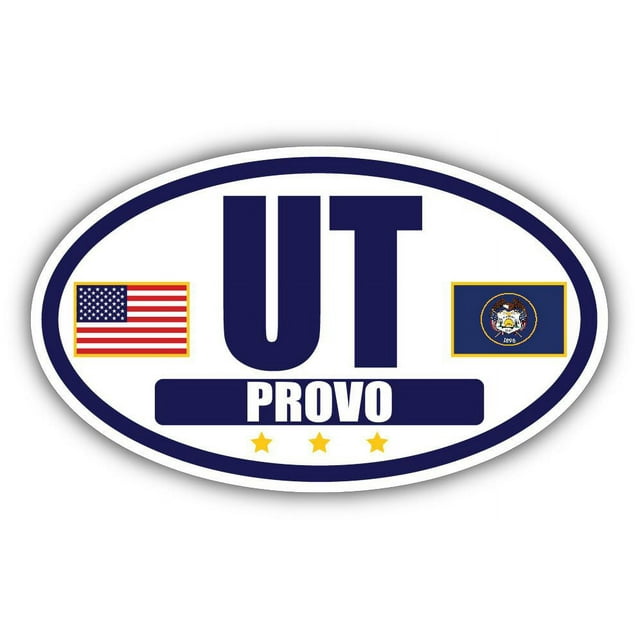 Flag of Utah / American Flag Oval 3M Vinyl Bumper Sticker Decal | Navy ...
